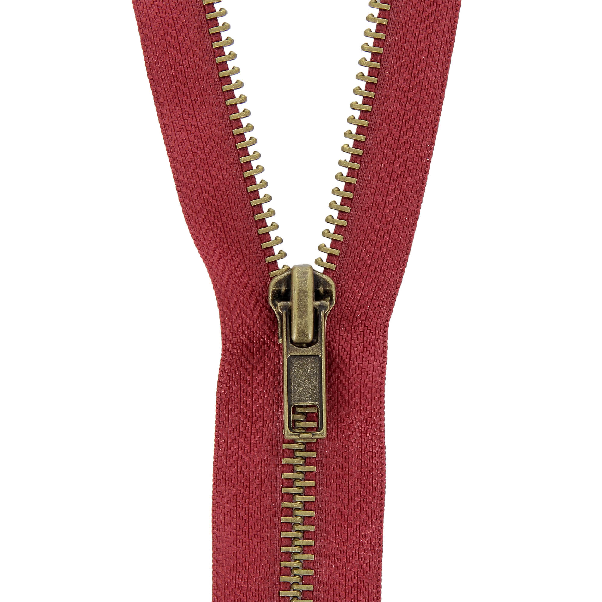 Brass Jacket Zip Open End: 80cm: Red - Milward - Groves and Banks