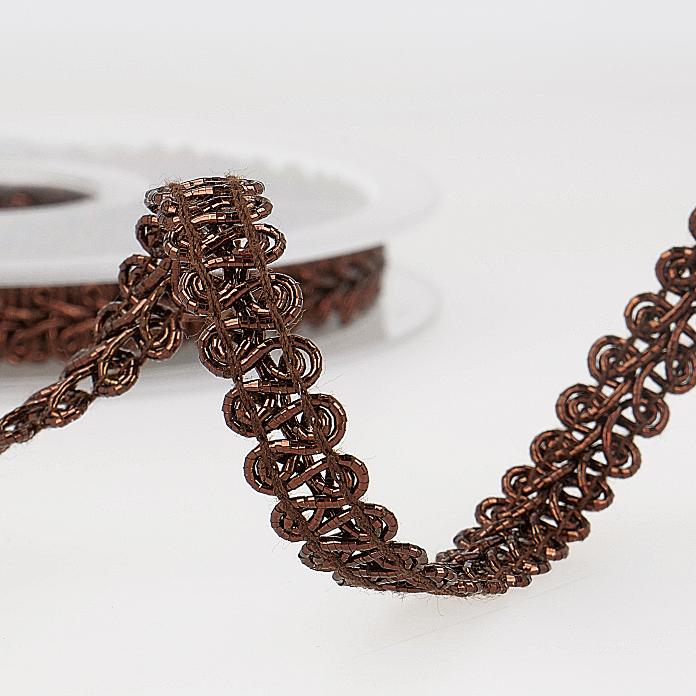 Trim: Metallic Braid: 25m x 1cm: Brown - Stephanoise - Groves and Banks