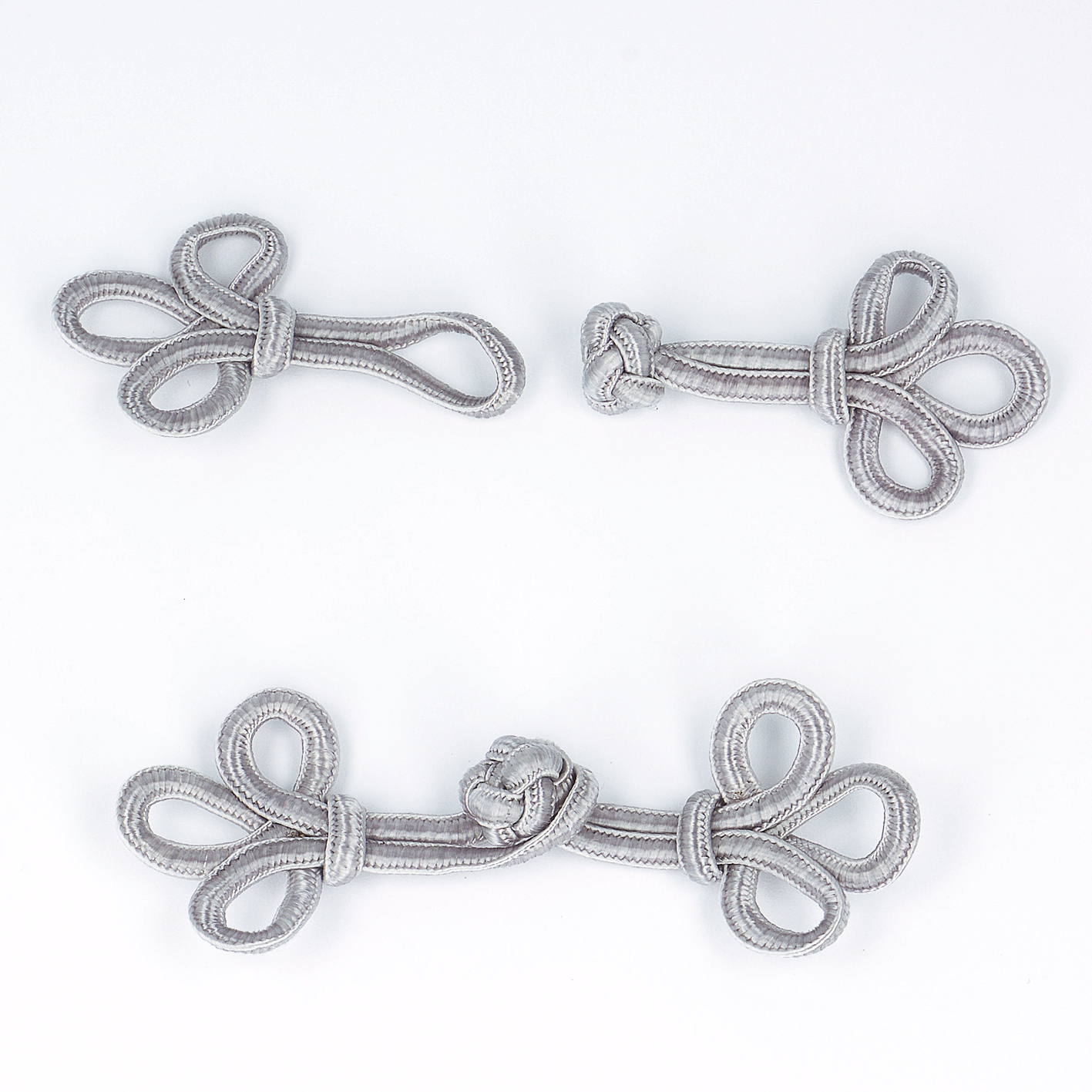 Trim: Frog Clasp: 11cm: Grey - Stephanoise - Groves and Banks