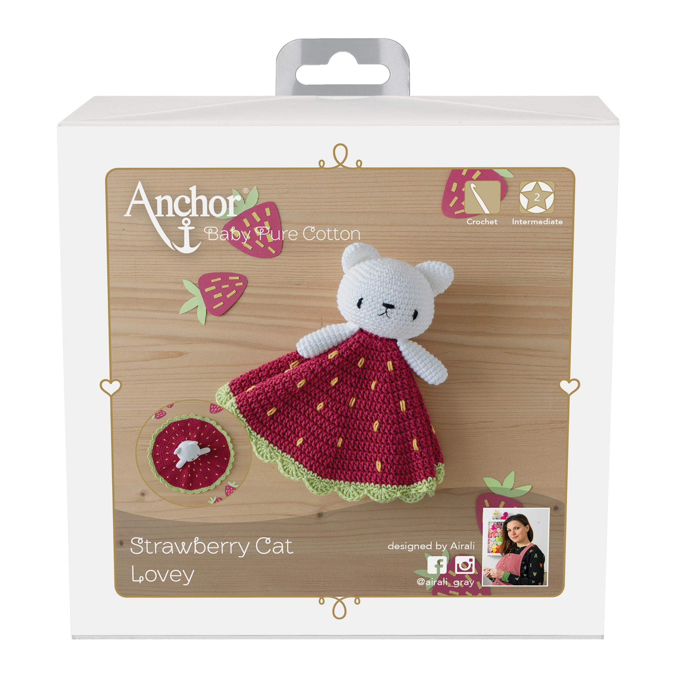 Crochet Kit: Lovey: Strawberry Cat - Anchor - Groves and Banks