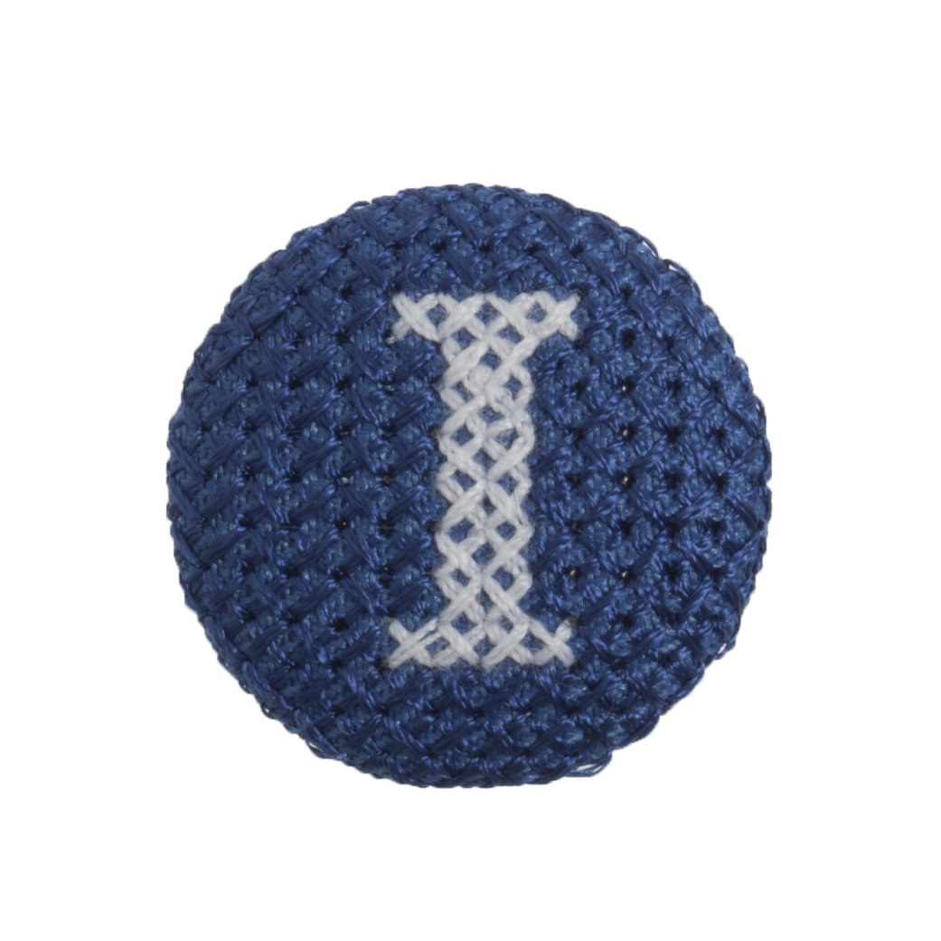 Buttons: Alphabet: Cross Stitch: 25mm: White on Blue: Letter I ...