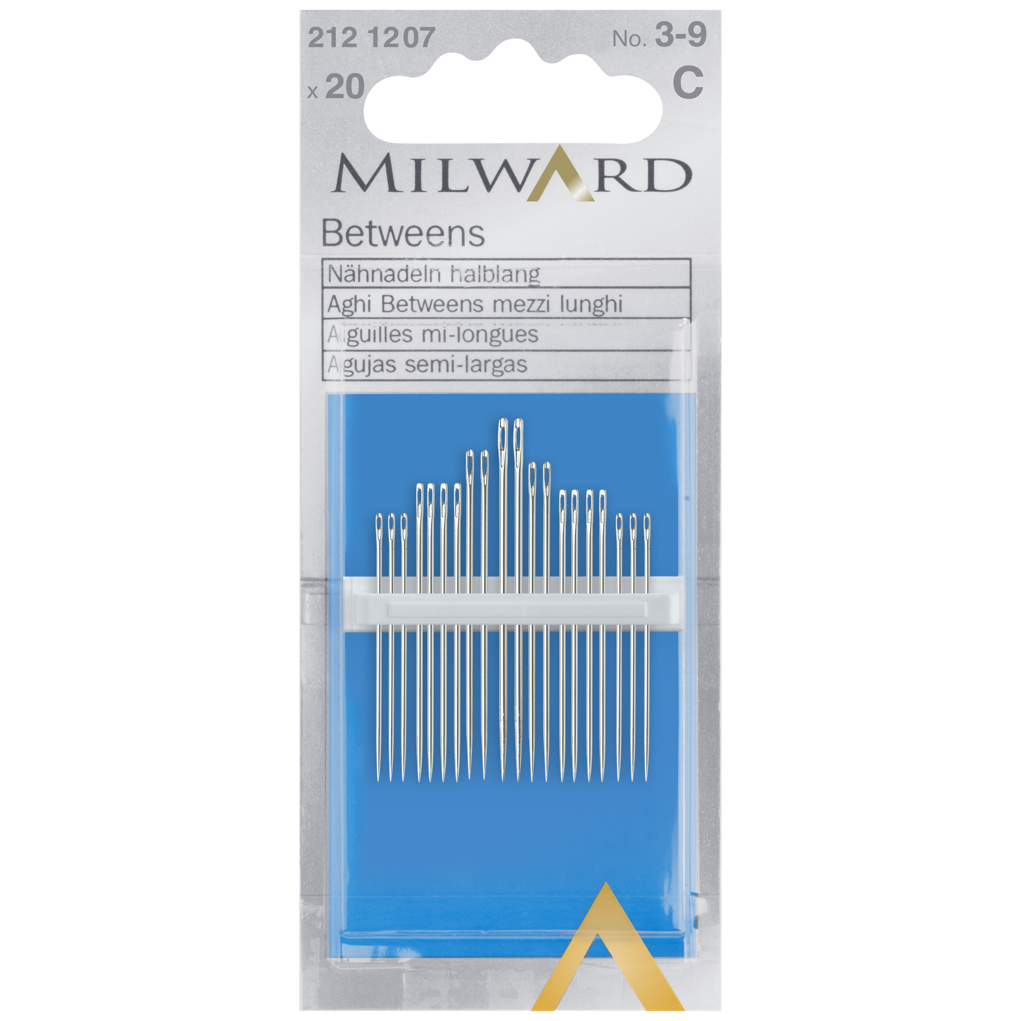 Hand Sewing Needles: Betweens--Quilting: Nos.3-9: 20 Pieces - Milward ...