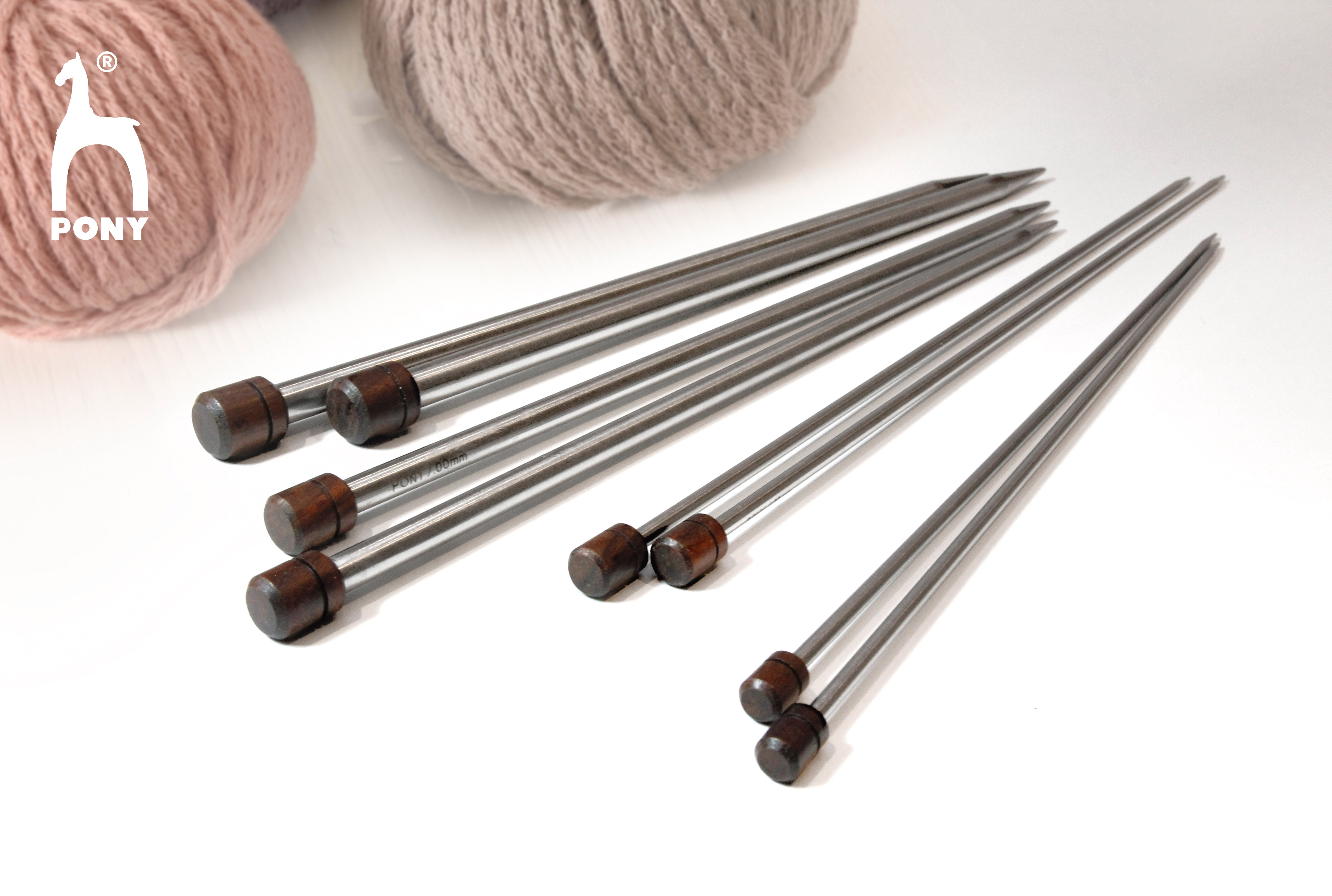 Knitting Pins: Single-Ended: Elan: Stainless Steel with Rosewood Knob ...