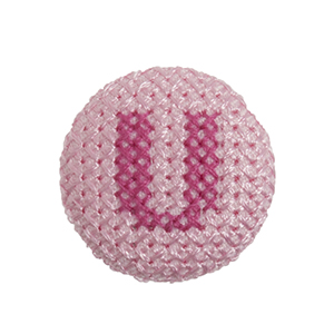 Buttons: Alphabet: Cross Stitch: 15mm: Light Pink on Off-White: Letter ...