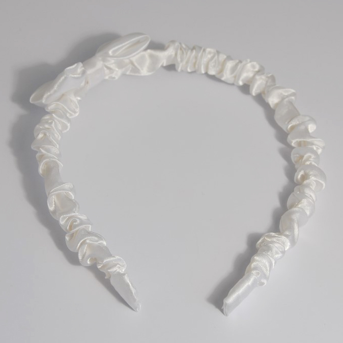 Hair Band: Satin Bowed: White - Occasions -- Bulk - Groves and Banks