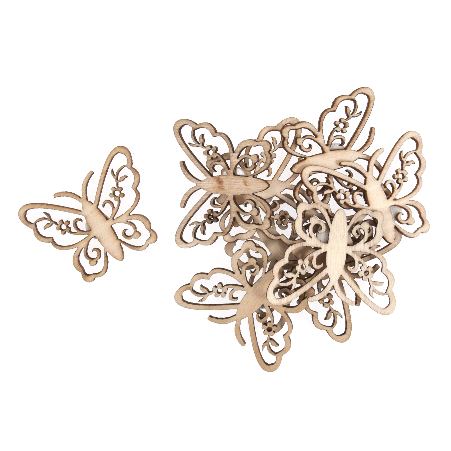 Craft Embellishments: Butterflies: Wooden Filigree: Pack of 12 ...