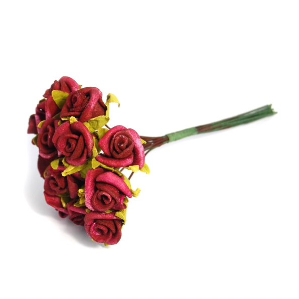 Spray: Rose Buds: Polyfoam: 15mm: Pack of 12: Burgundy - Occasions ...