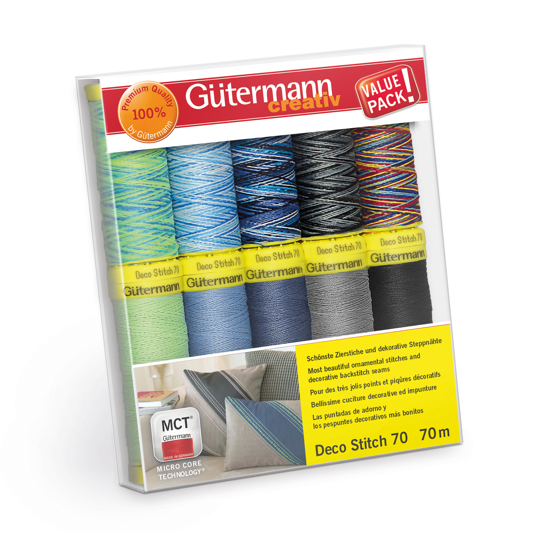 Thread Set: Deco Stitch 70: 10 x 70m: Assorted - Gutermann - Groves and ...