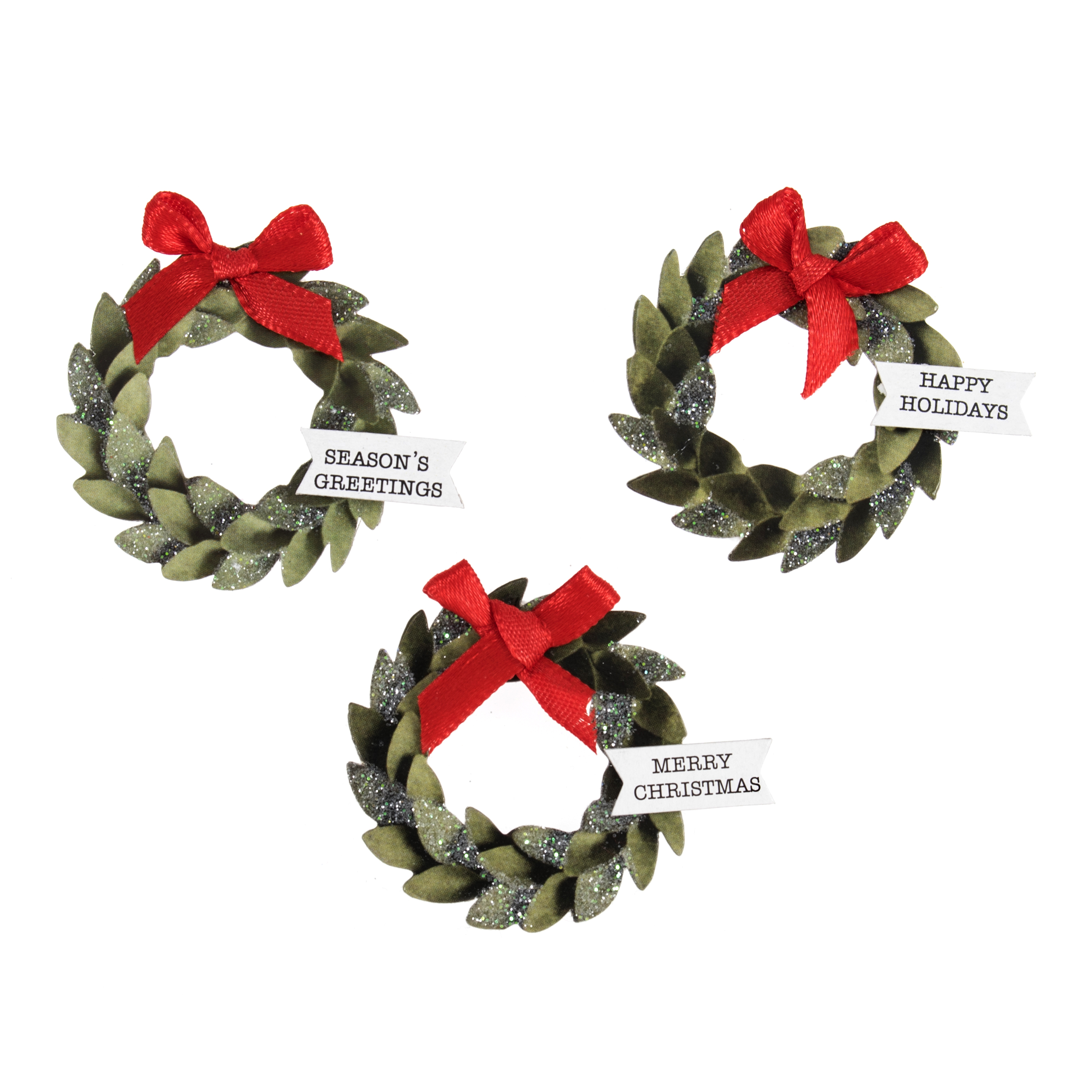 Craft Embellishments: Christmas Wreaths: 3 Pieces - Trimits - Craft for ...