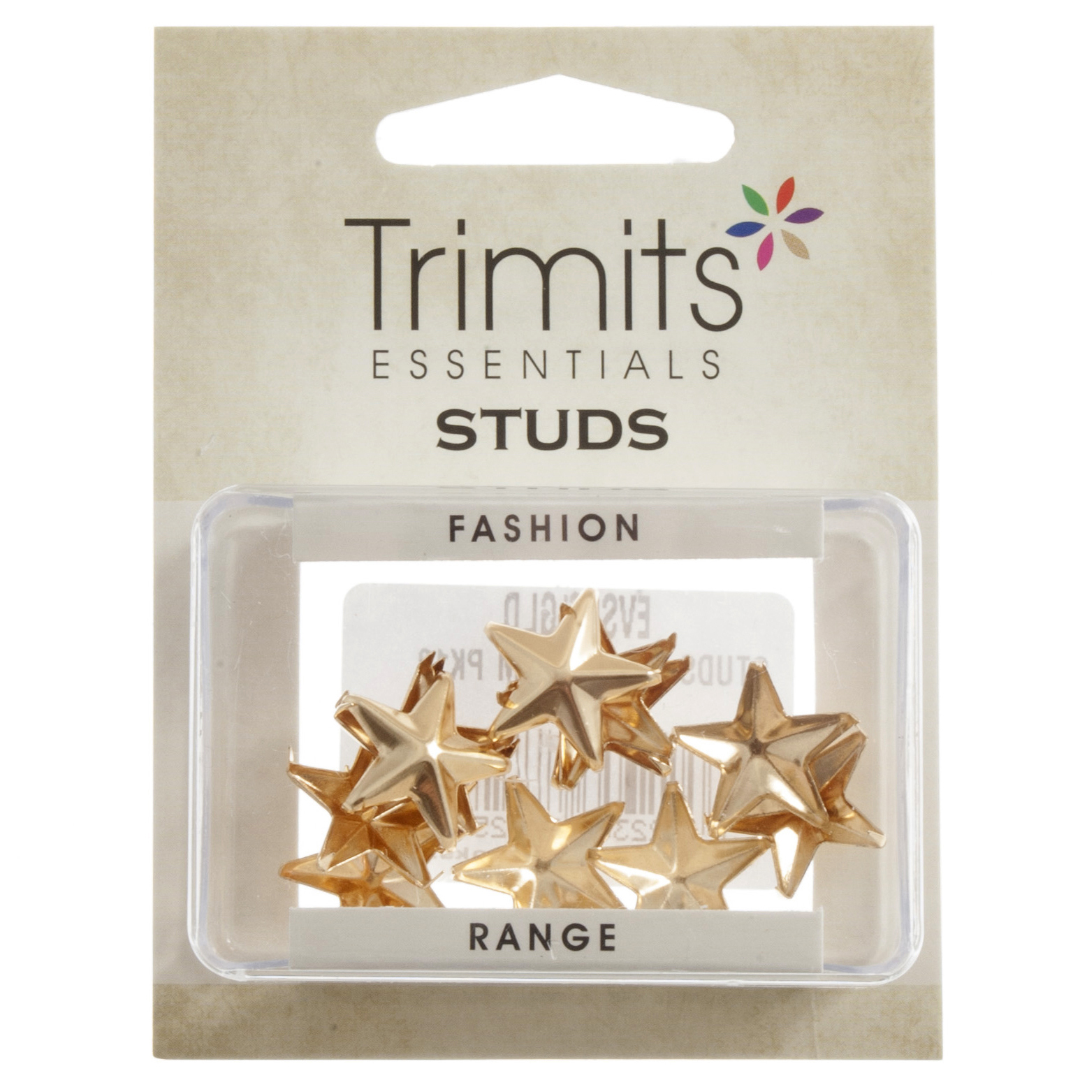 Trim: Studs: Claw: Star: Gold: 16mm: 12 Pack - Trimits - Groves and Banks