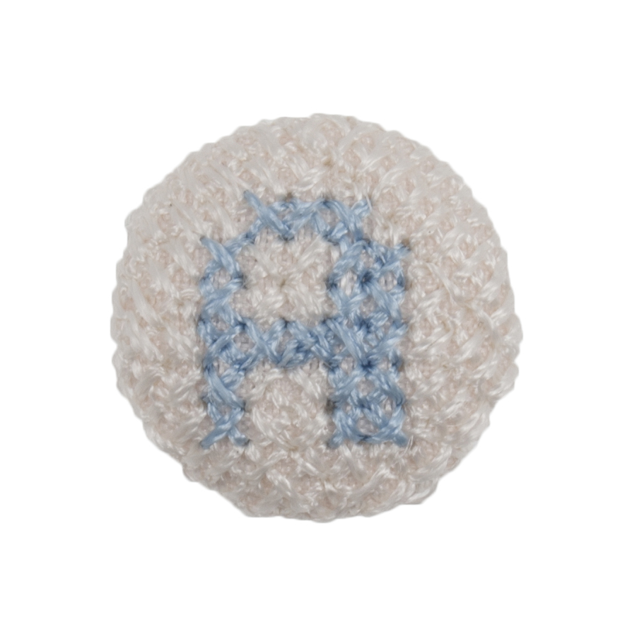 Buttons: Alphabet: Cross Stitch: 15mm: Light Blue on Off-White: Letter ...