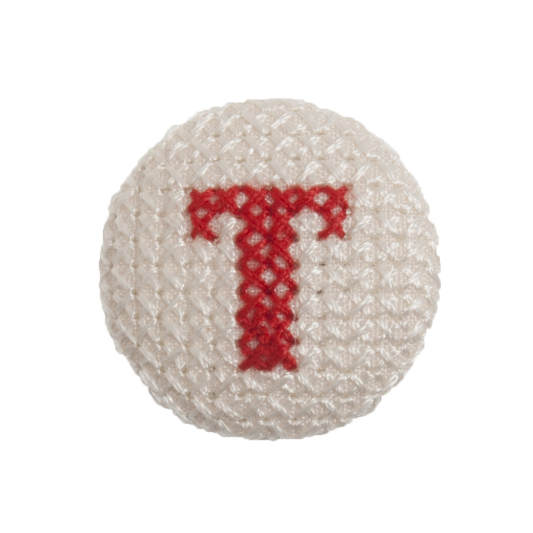 Buttons: Alphabet: Cross Stitch: 25mm: Red on White: Letter T - Trimits ...