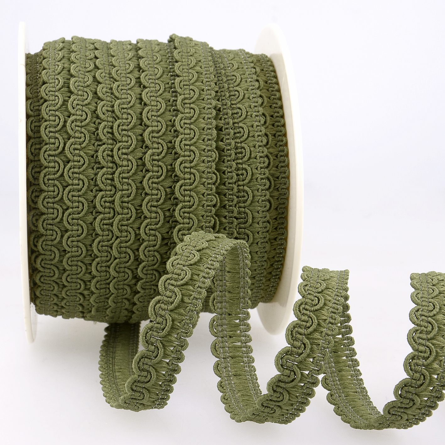 Trim: Braid: Rayon: 25m x 12mm: Khaki - Stephanoise - Groves and Banks