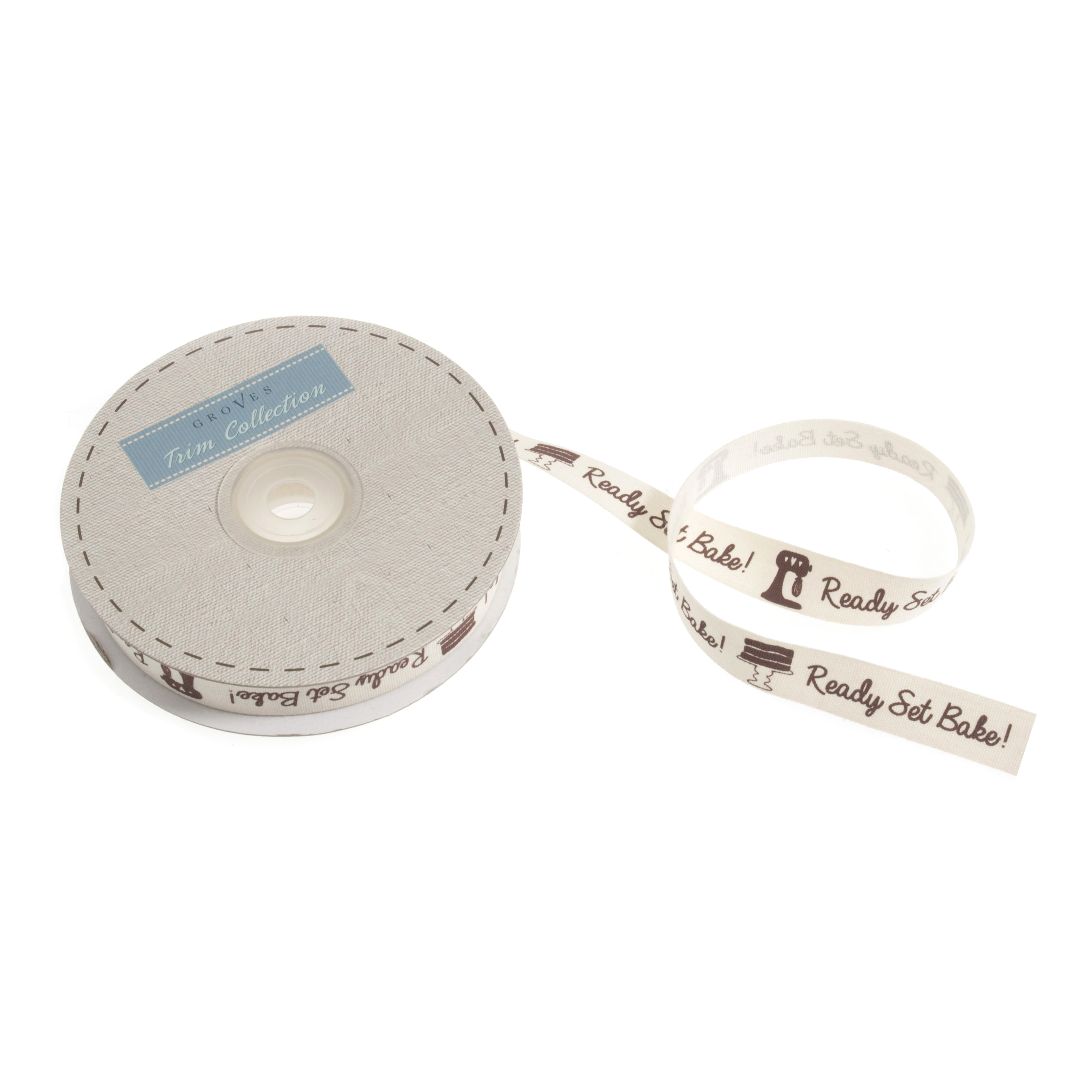 Baking Ribbon: 20m x 15mm: Ready - Set - Bake - Groves - Groves and Banks