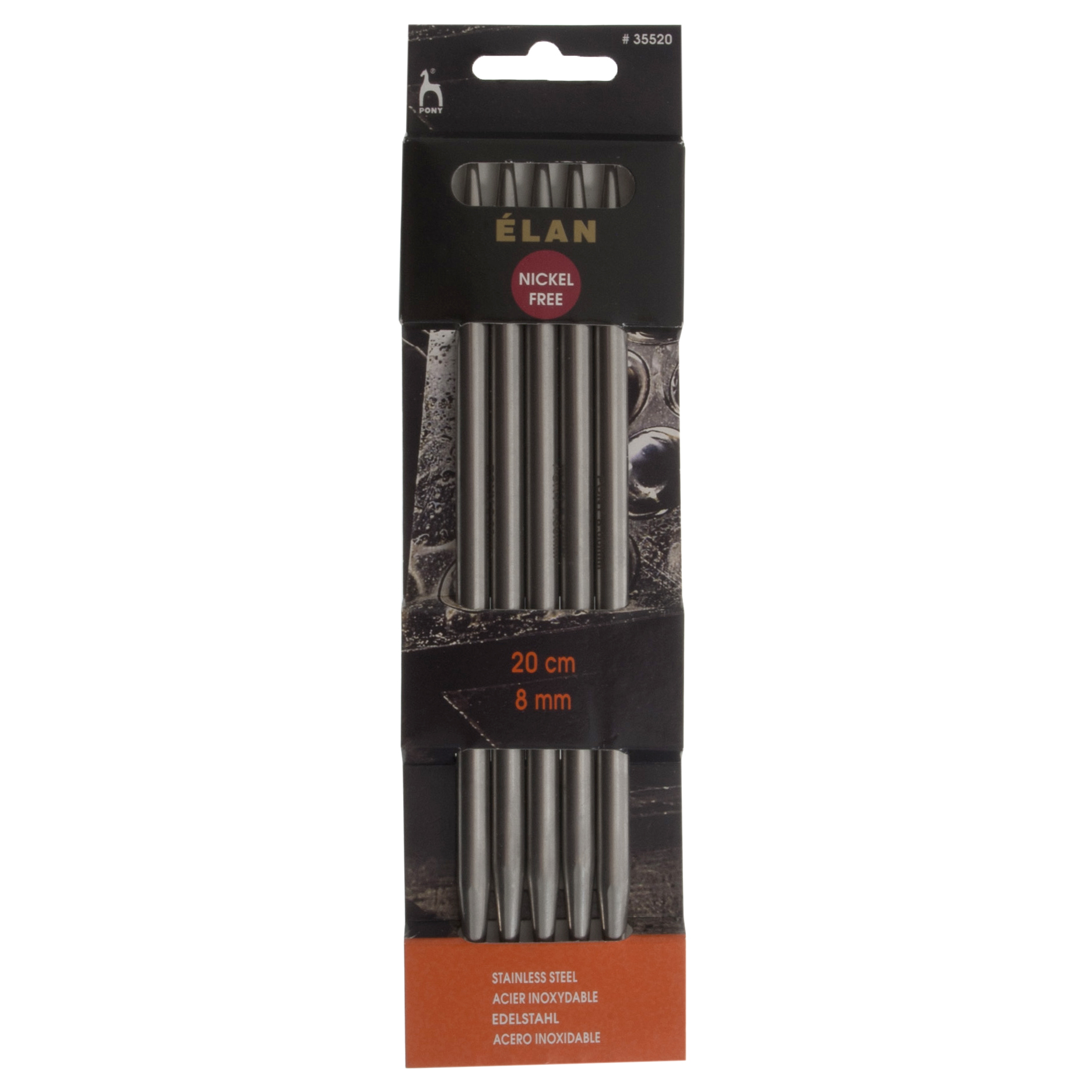 Knitting Pins: Double-Ended: Set of 5: Elan: Stainless Steel: 20cm x 8 ...