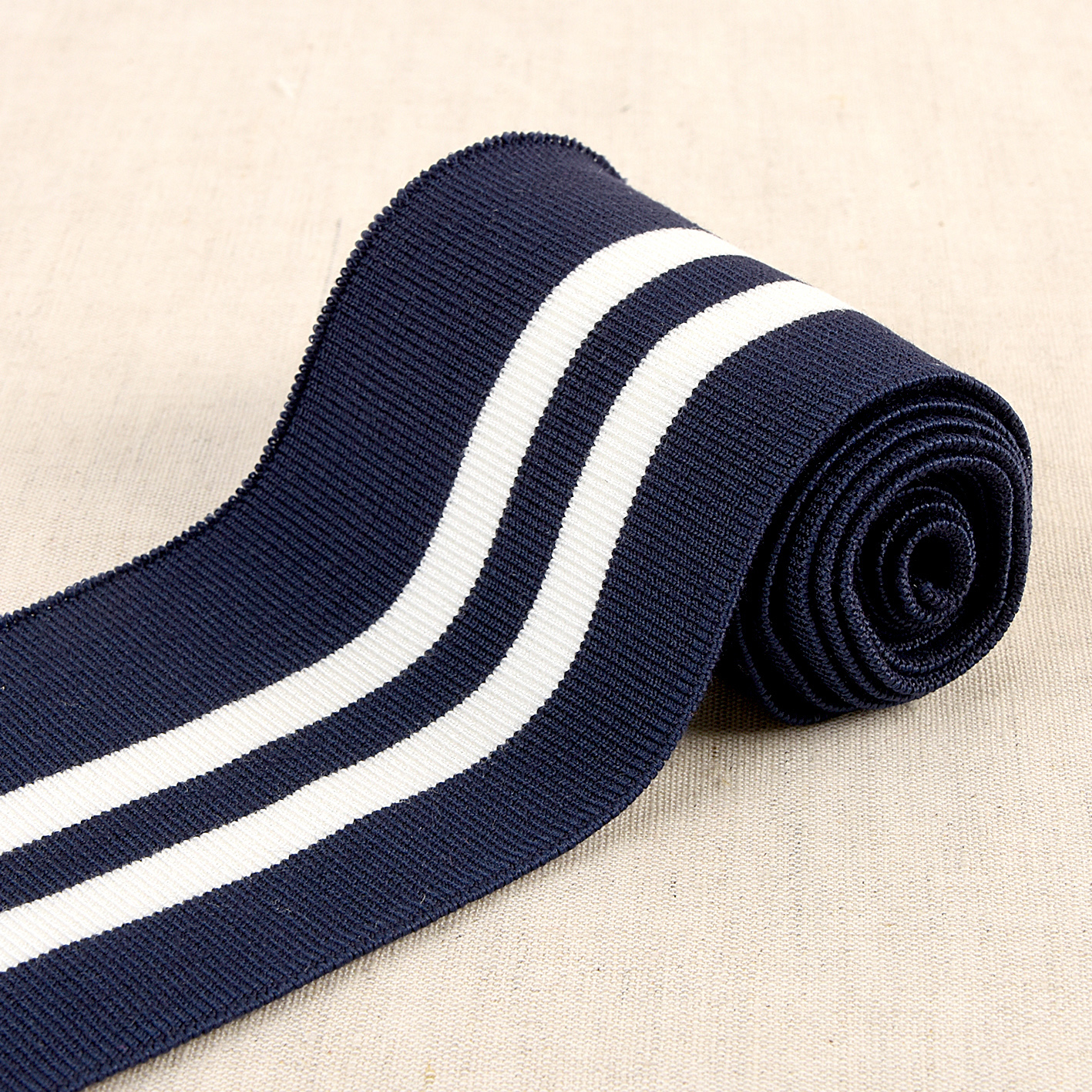 Trim: Elastic: Cuff & Waist: 1.2m x 85mm: Navy & White Stripe ...