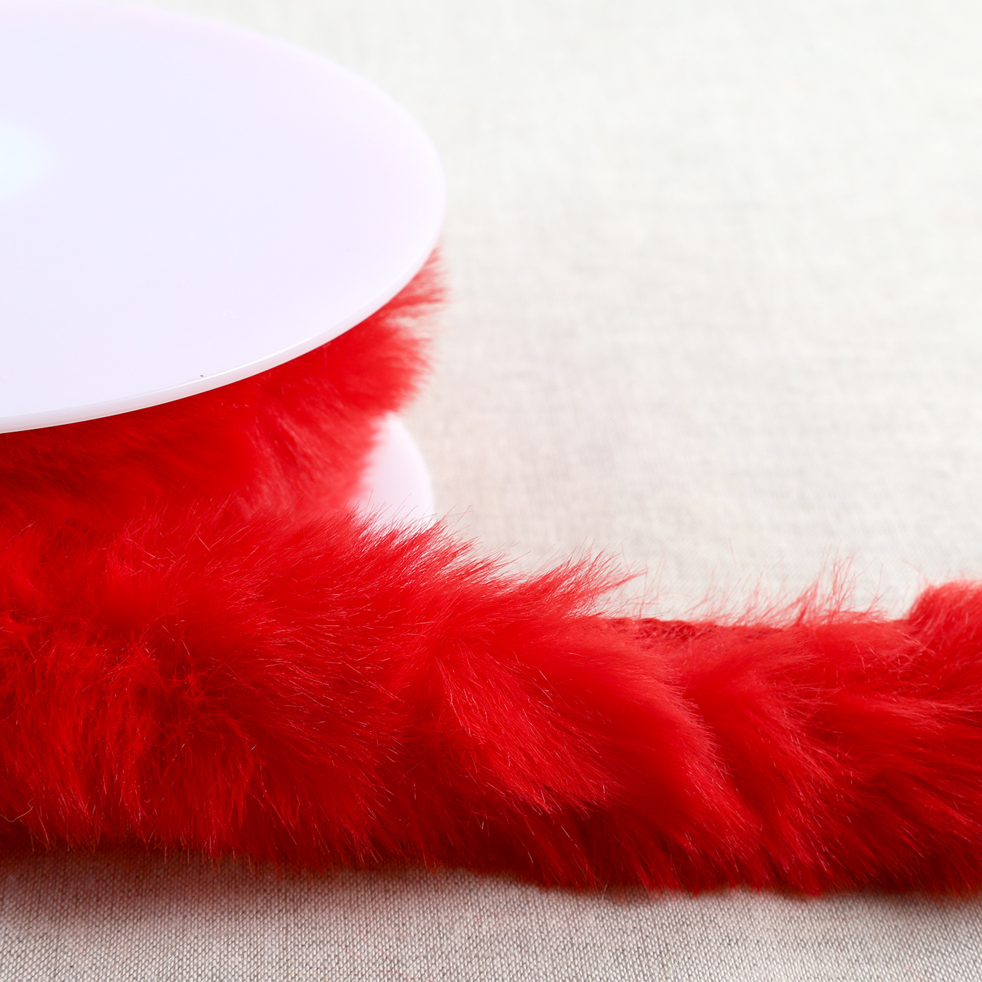 Trim: Piping: Faux Fur: 5m x 50mm: Red - Stephanoise - Groves and Banks