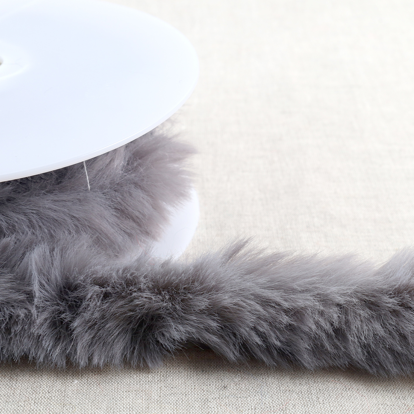 Trim: Piping: Faux Fur: 5m x 50mm: Grey - Stephanoise - Groves and Banks