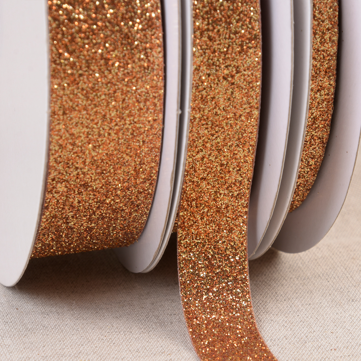 Ribbon: Glitter: 30m x 10mm: Rose Gold - Stephanoise - Groves and Banks