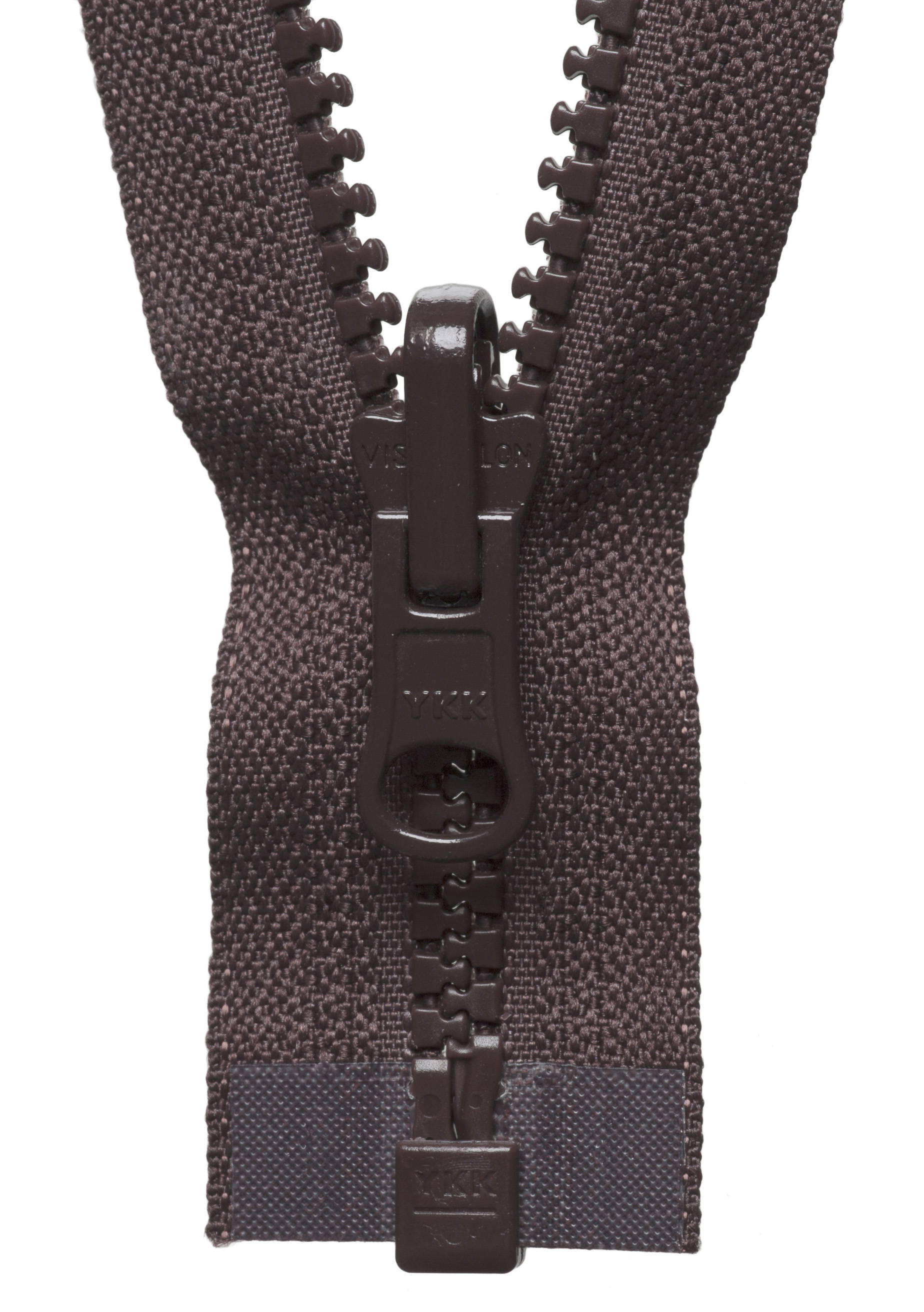 Vislon Flip Over Zip: 76cm: Brown - YKK - Groves and Banks