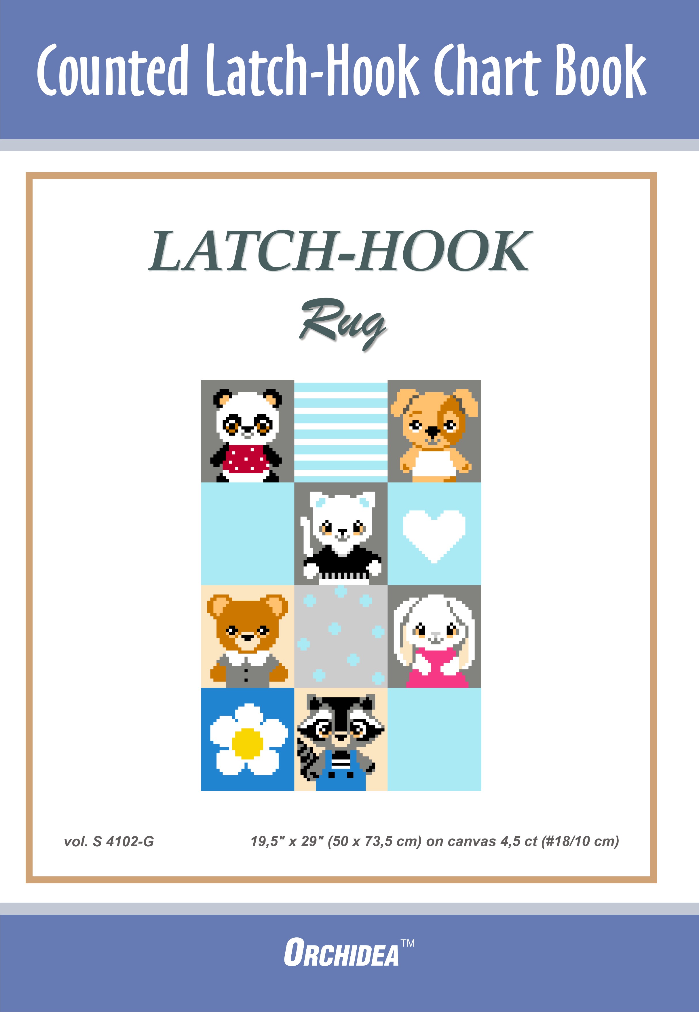 Latch Hook Chart: Pets on Blue Background - Orchidea - Groves and Banks
