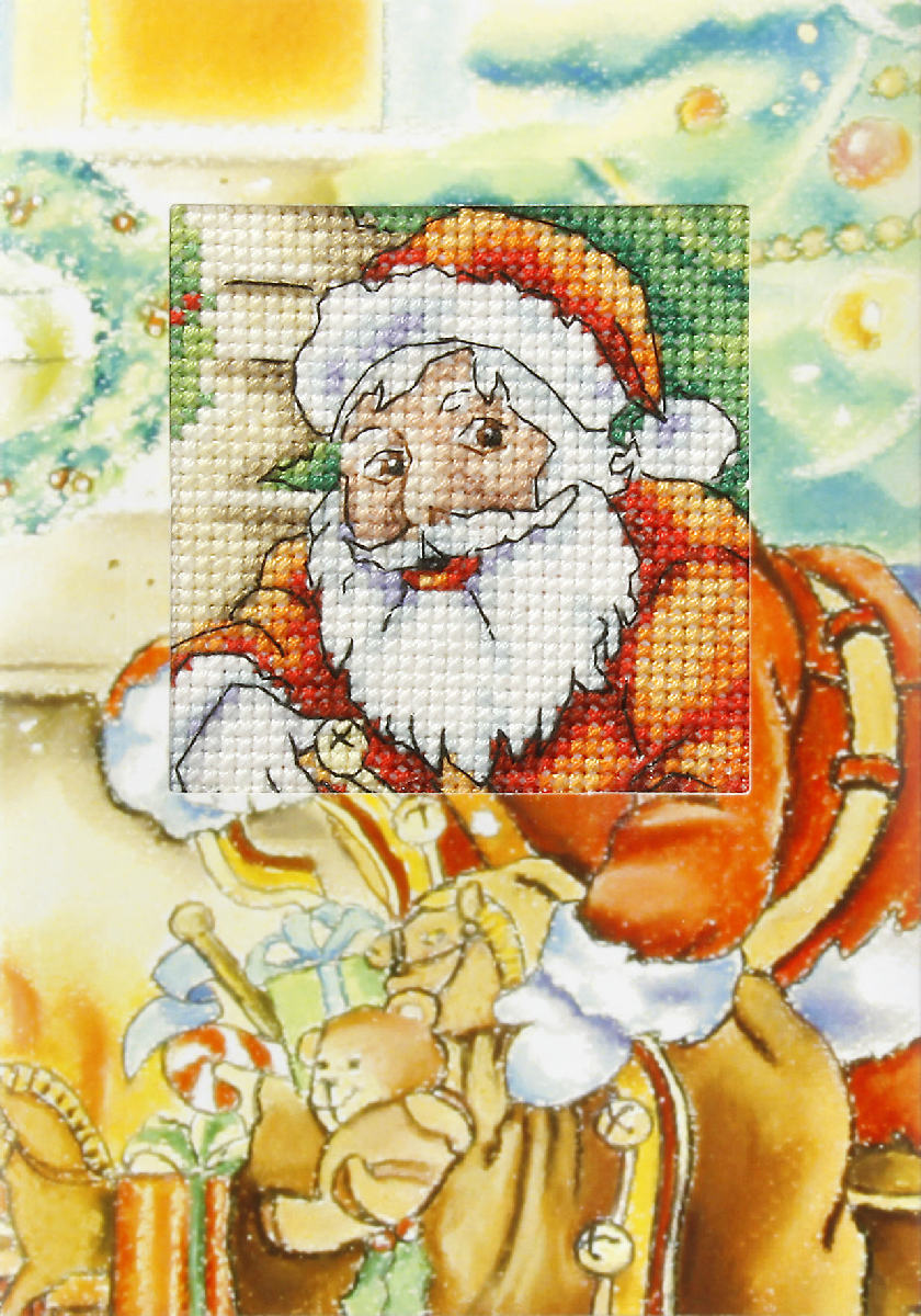 Cross Stitch Kit Greetings Card Santa Claus With Ts Orchidea