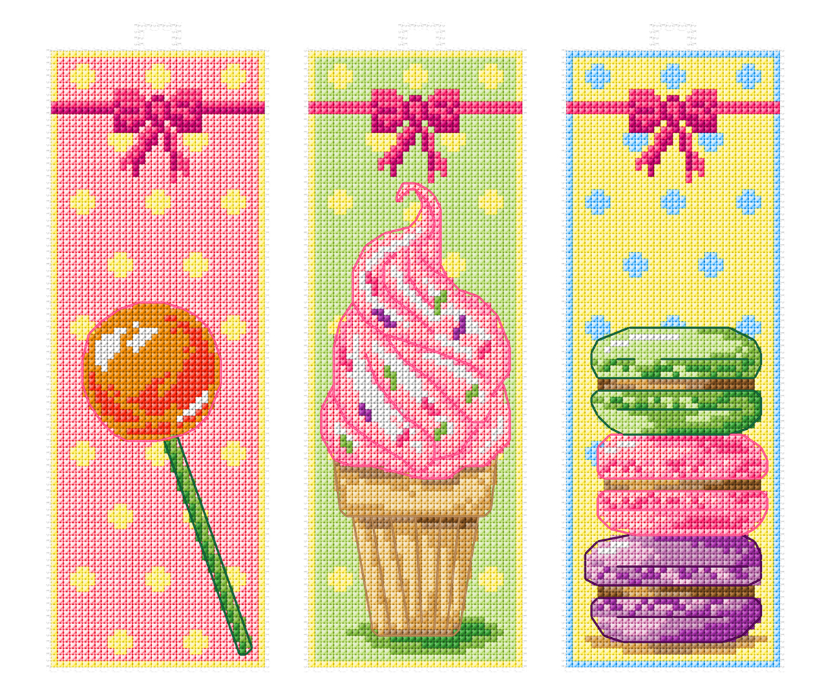 Counted Cross Stitch Kit: with Plastic Canvas: Bookmarks Sweet Treat ...