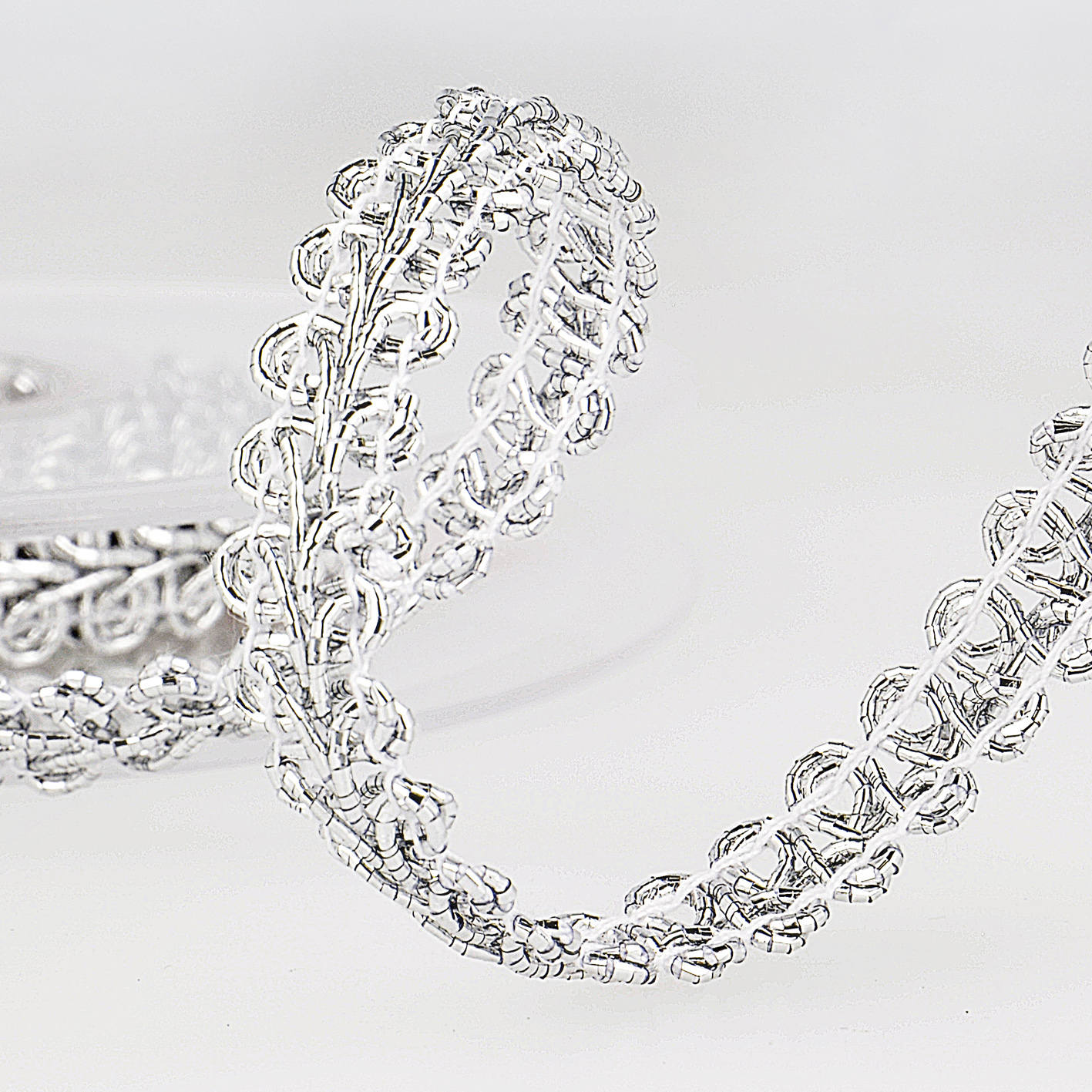 Trim: Metallic Braid: 25m x 1cm: Silver - Stephanoise - Groves and Banks