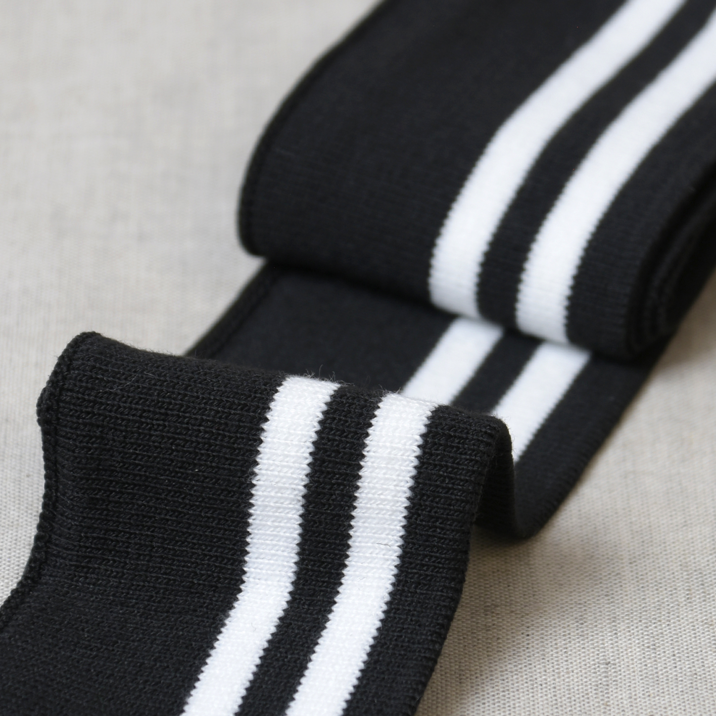 Trim: Elastic: Cuff and Waist: 1.2m x 65mm: Black/ White - Stephanoise ...