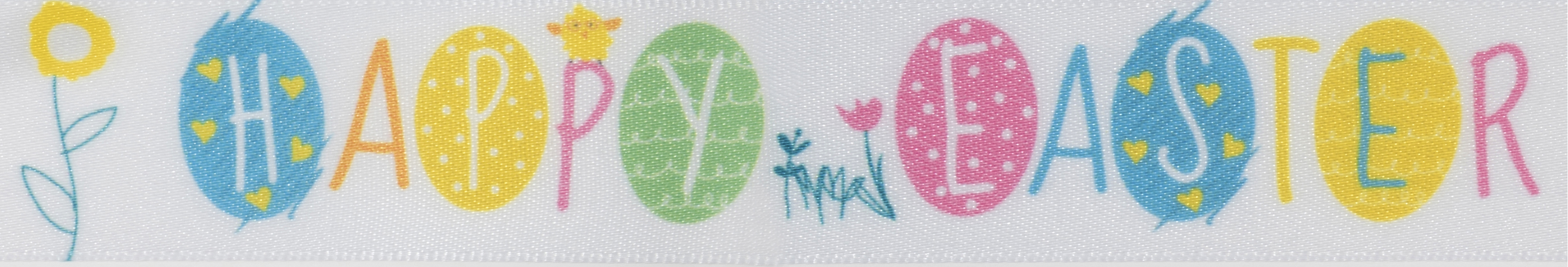 Ribbon: Happy Easter Eggs: 20m x 25mm: Multi - Berisfords - Groves and ...
