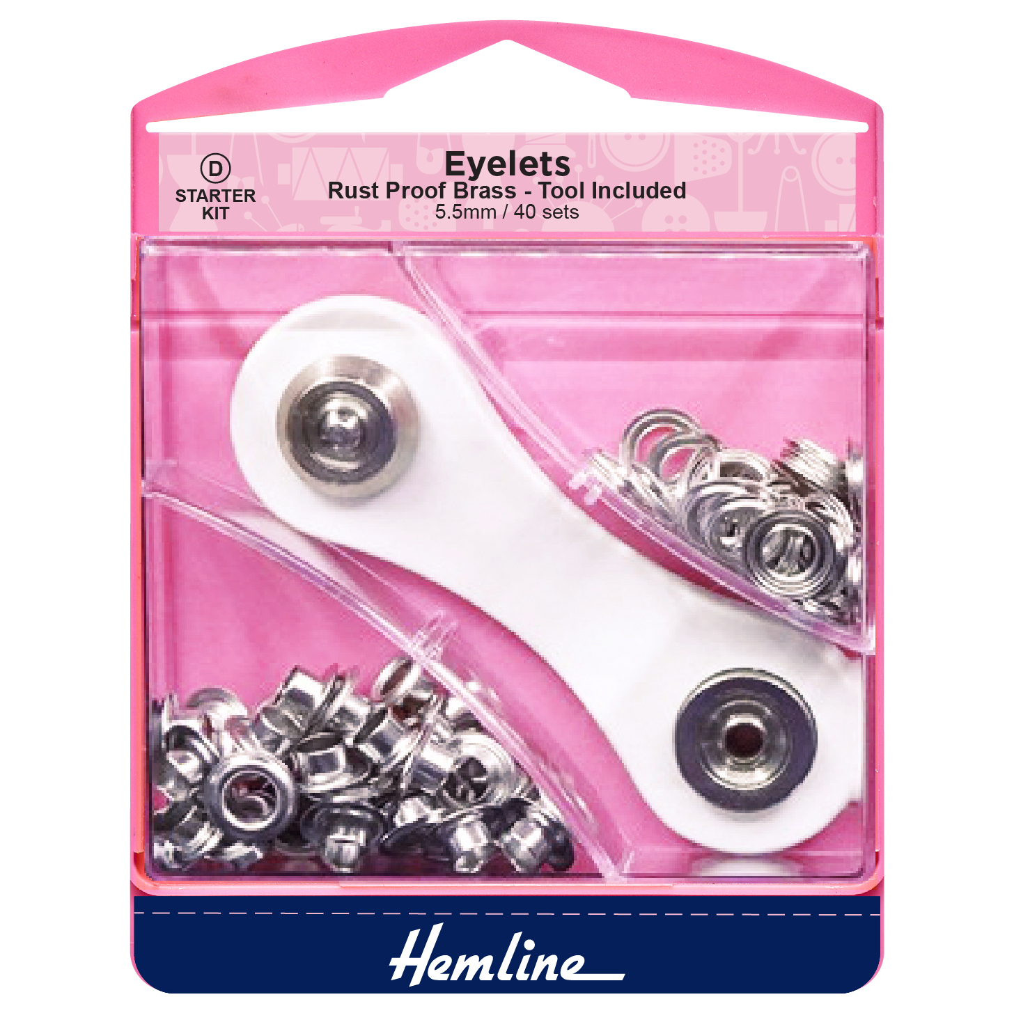 Eyelets Starter Kit: 5.5mm: Nickel and Silver: (D): 40 Pieces - Hemline ...