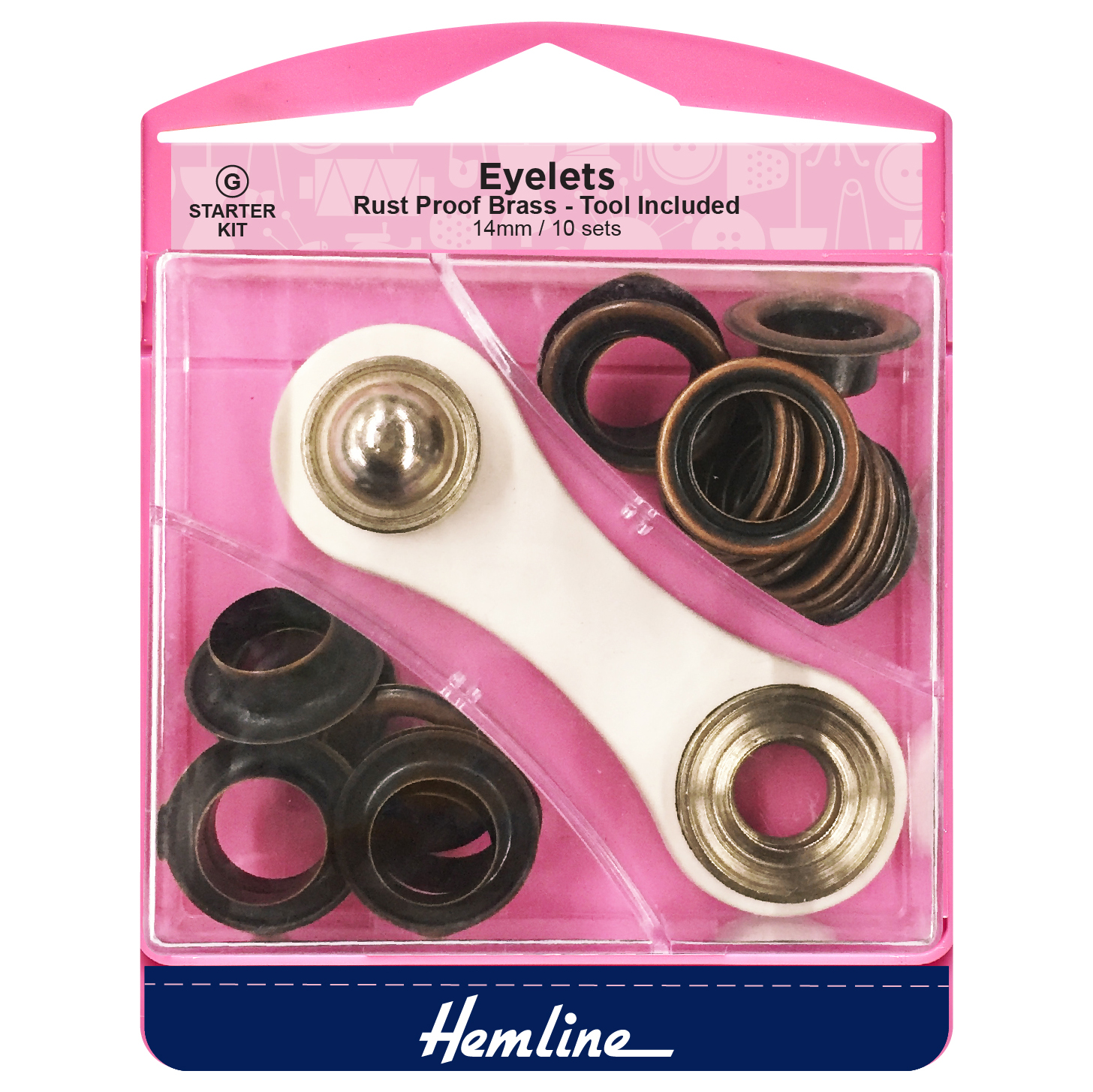 Eyelets Starter Kit: 14mm: Bronze: (G): 10 Pieces - Hemline - Groves ...