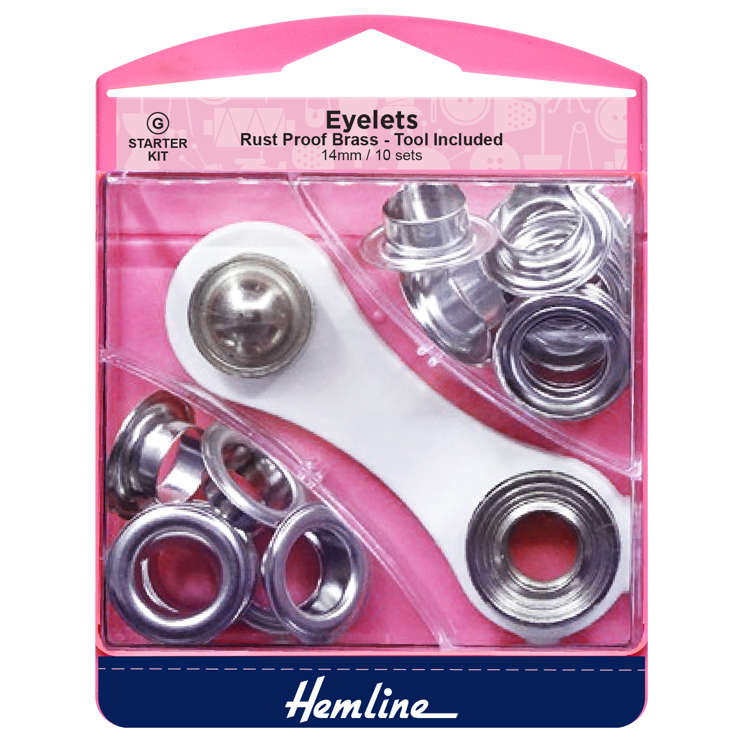 Eyelets Starter Kit: 14mm: Nickel and Silver: (G): 10 Pieces - Hemline ...