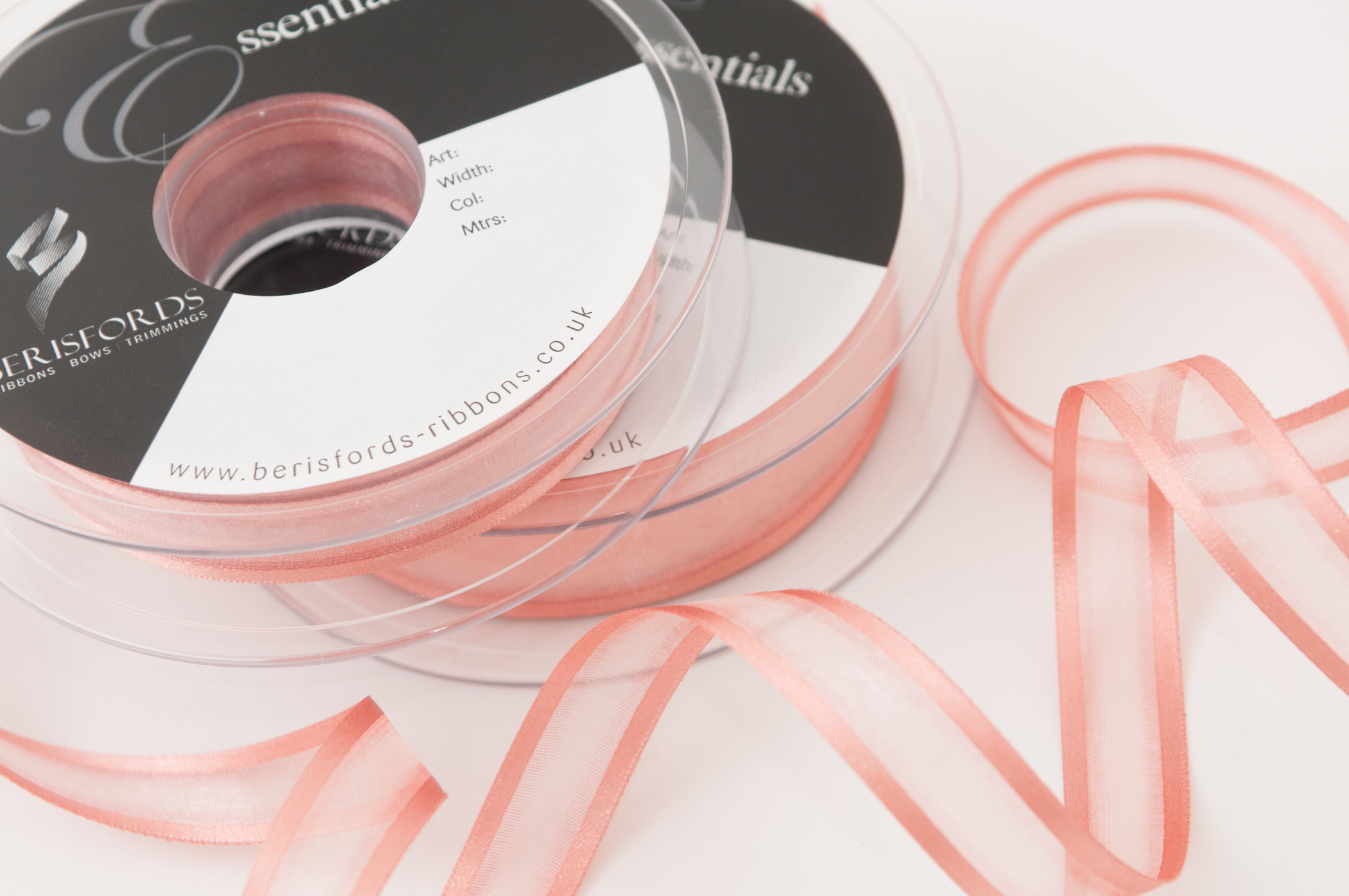 Ribbon: Sheer Elegance: 25m x 25mm: Rose Gold - Berisfords - Groves and ...