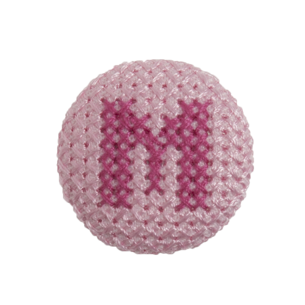 Buttons: Alphabet: Cross Stitch: 25mm: Fuchsia on Pink: Letter M ...