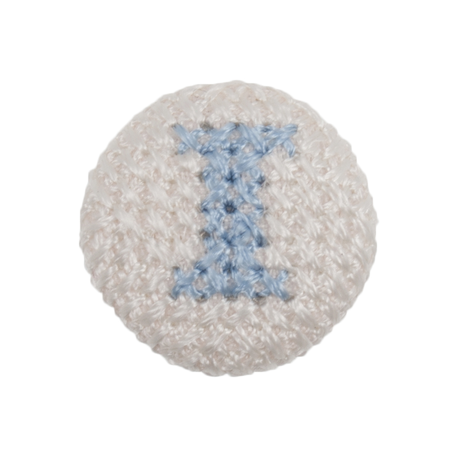 Buttons: Alphabet: Cross Stitch: 15mm: Light Blue on Off-White: Letter ...