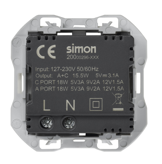 Chargeur USB double A+C 30W Power Delivery rose gold Simon 270 | SIMON