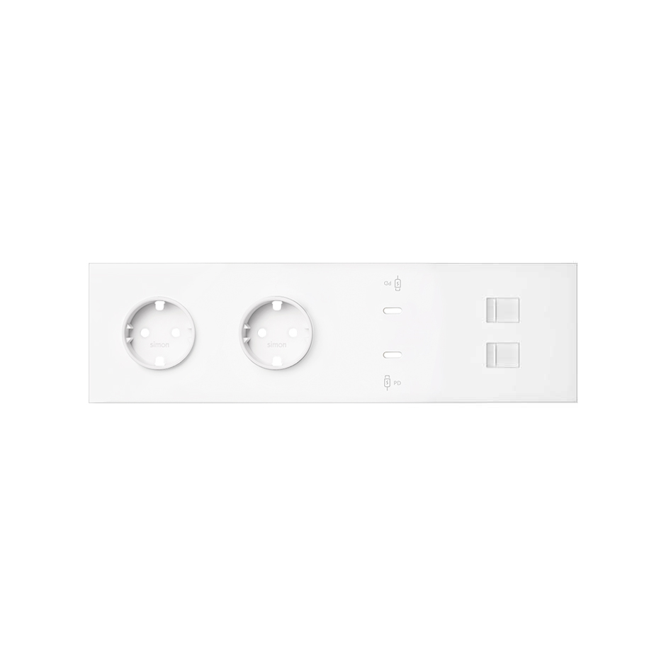 Kit front for 4 elements 2 schuko sockets + double USB C + 2xRJ45 matt ...