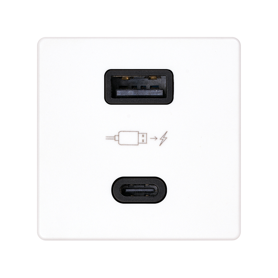 Double USB charger A+C 30W Power Delivery white Simon 27 | SIMON