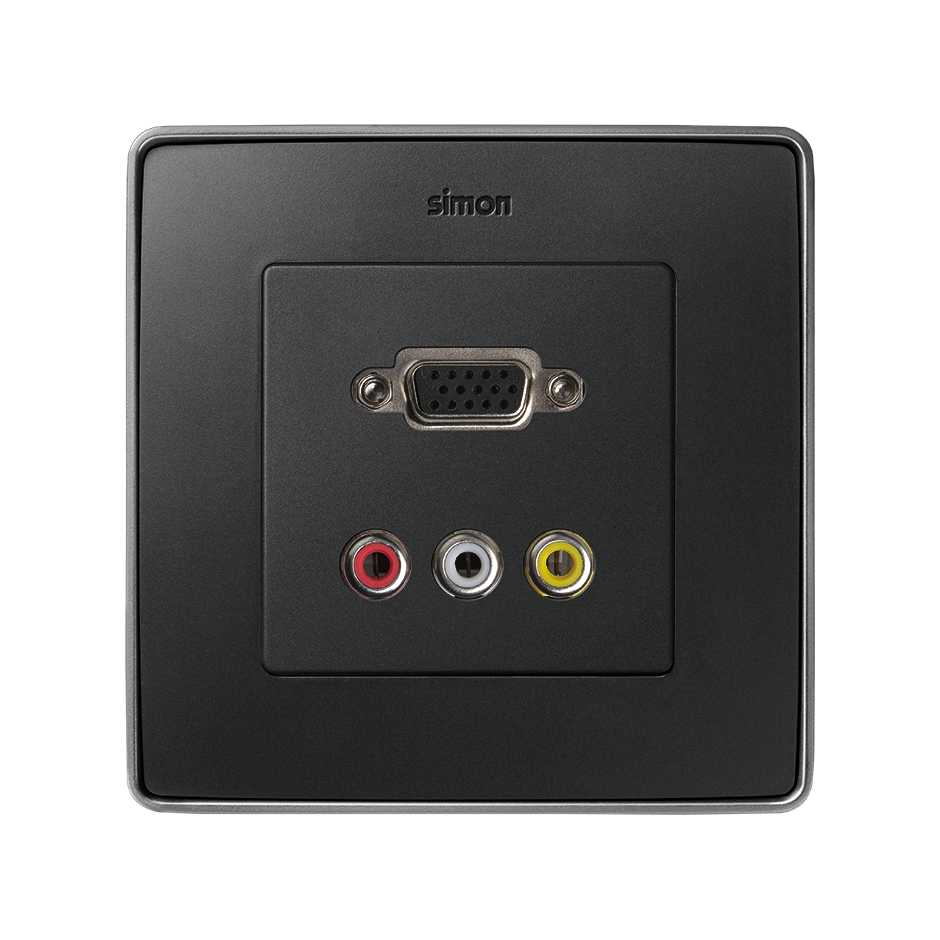 Plate for VGA + 3 RCA connectors graphite Simon 82 | SIMON