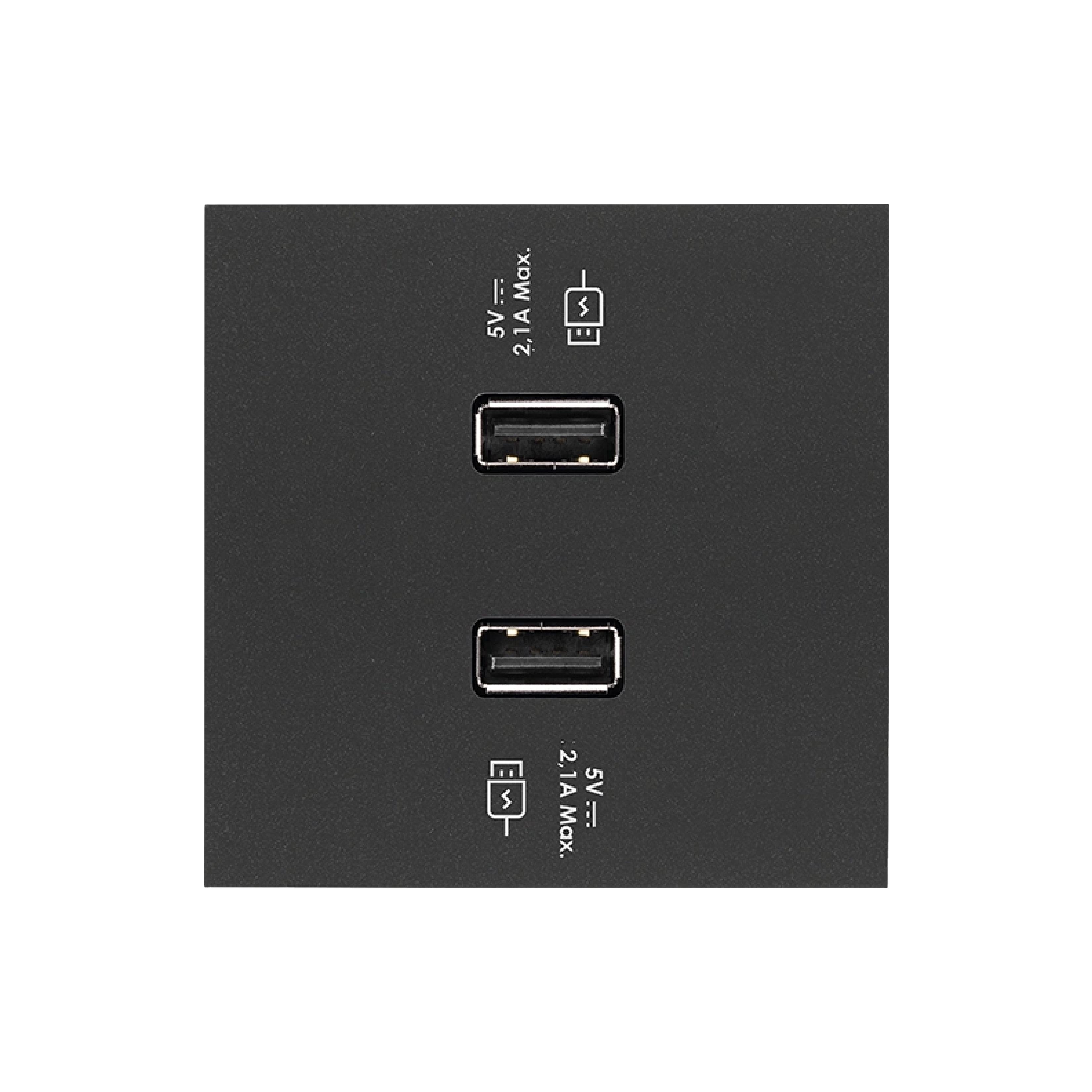 Cover for USB charger with 2 fast charging ports matt black Simon 100 ...