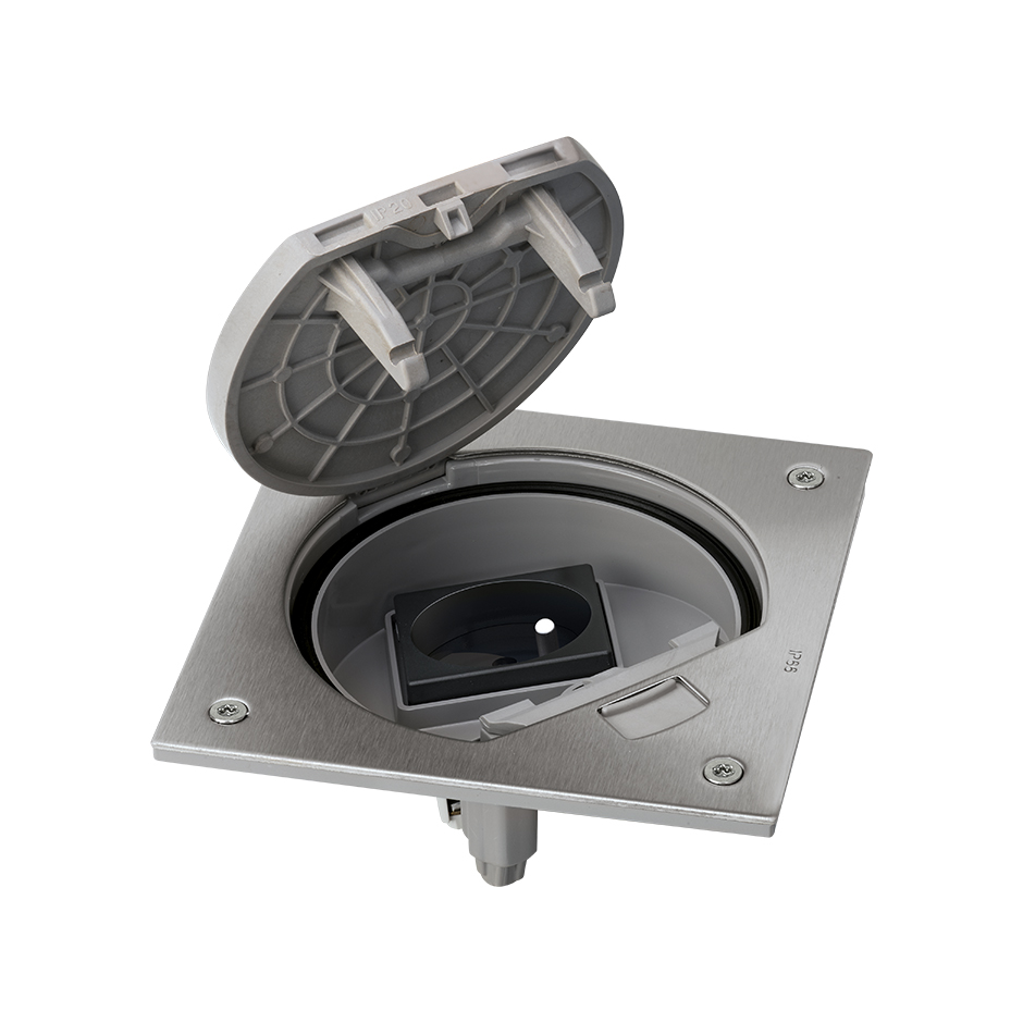 Mechanism-holder unit IP66 with manual lock and French socket outlet ...