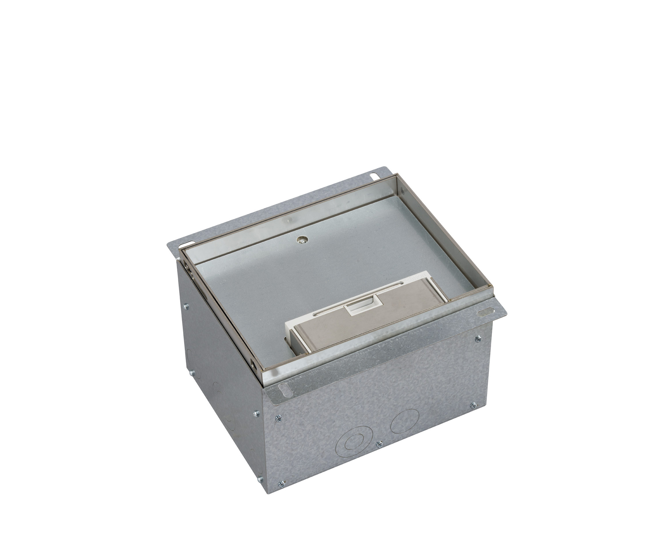 Metal floor box for 4 modules on concrete floor installation stainless ...