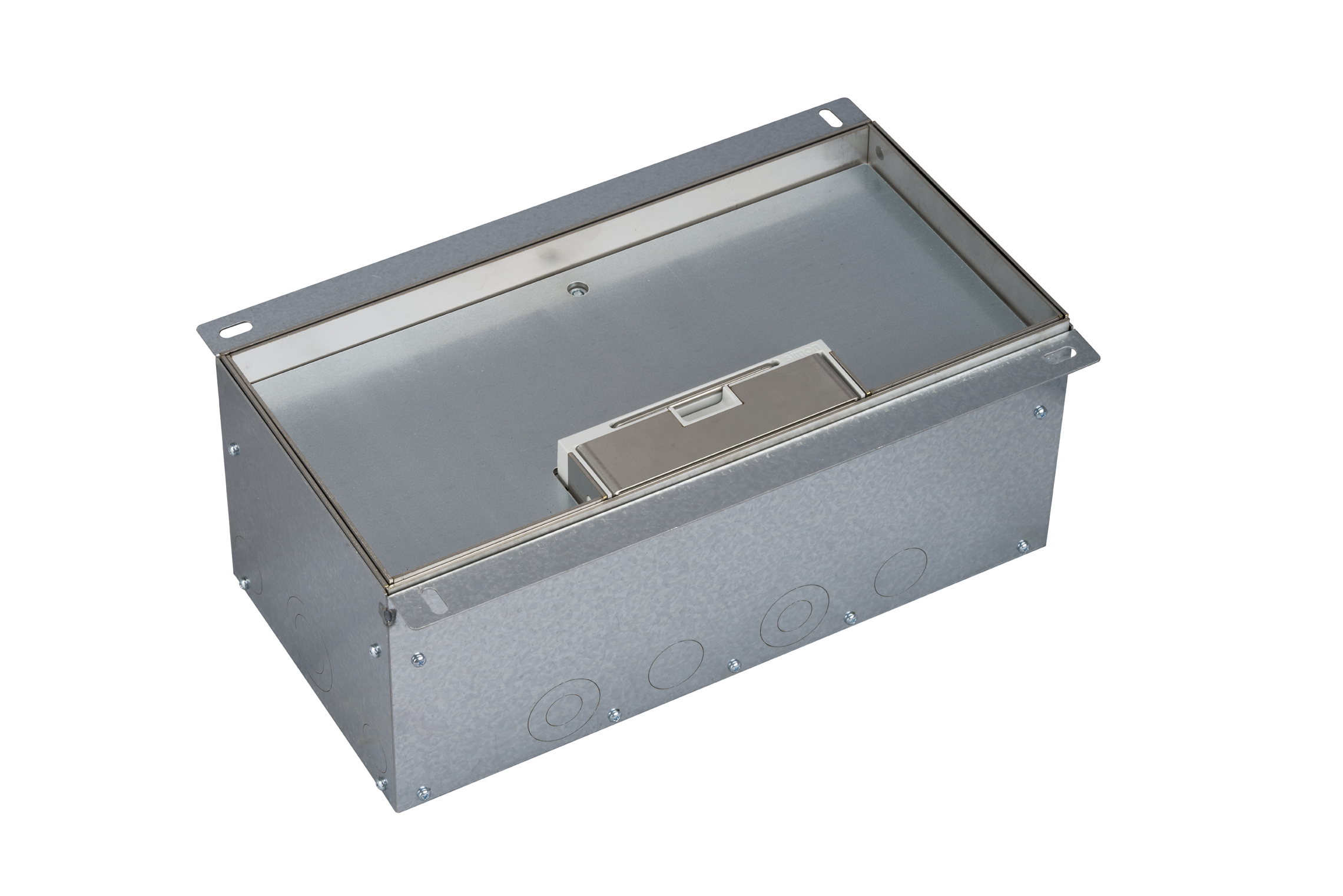 Metal floor box for 8 modules on concrete floor installation stainless ...