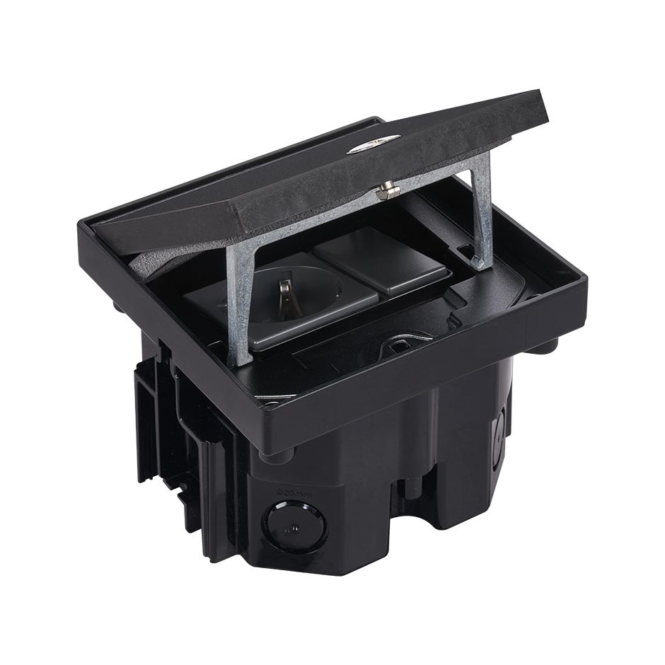IP66 Mechanism holder and manual frame with schuko and 22,5x45mm K45 ...