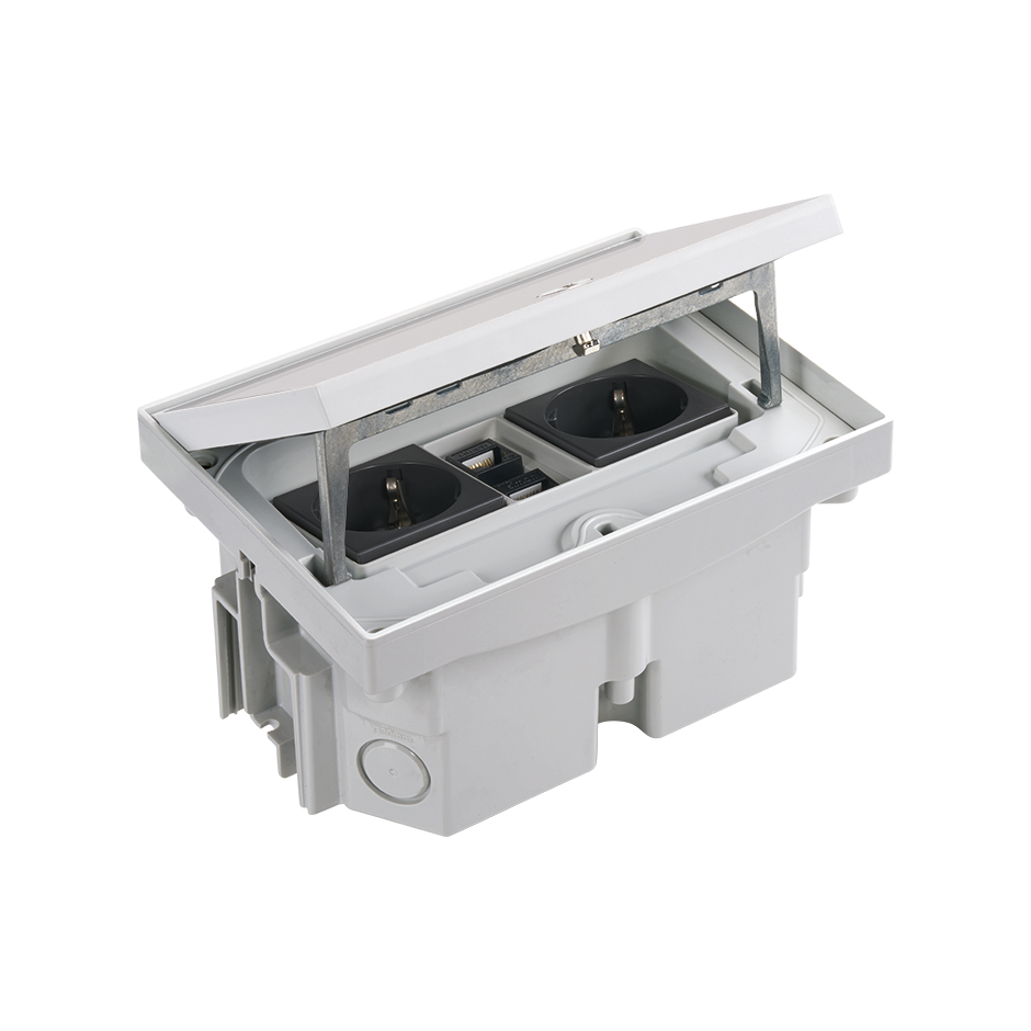 IP66 Mechanism holder and security frame with 2 schuko and 2 RJ45 5e ...
