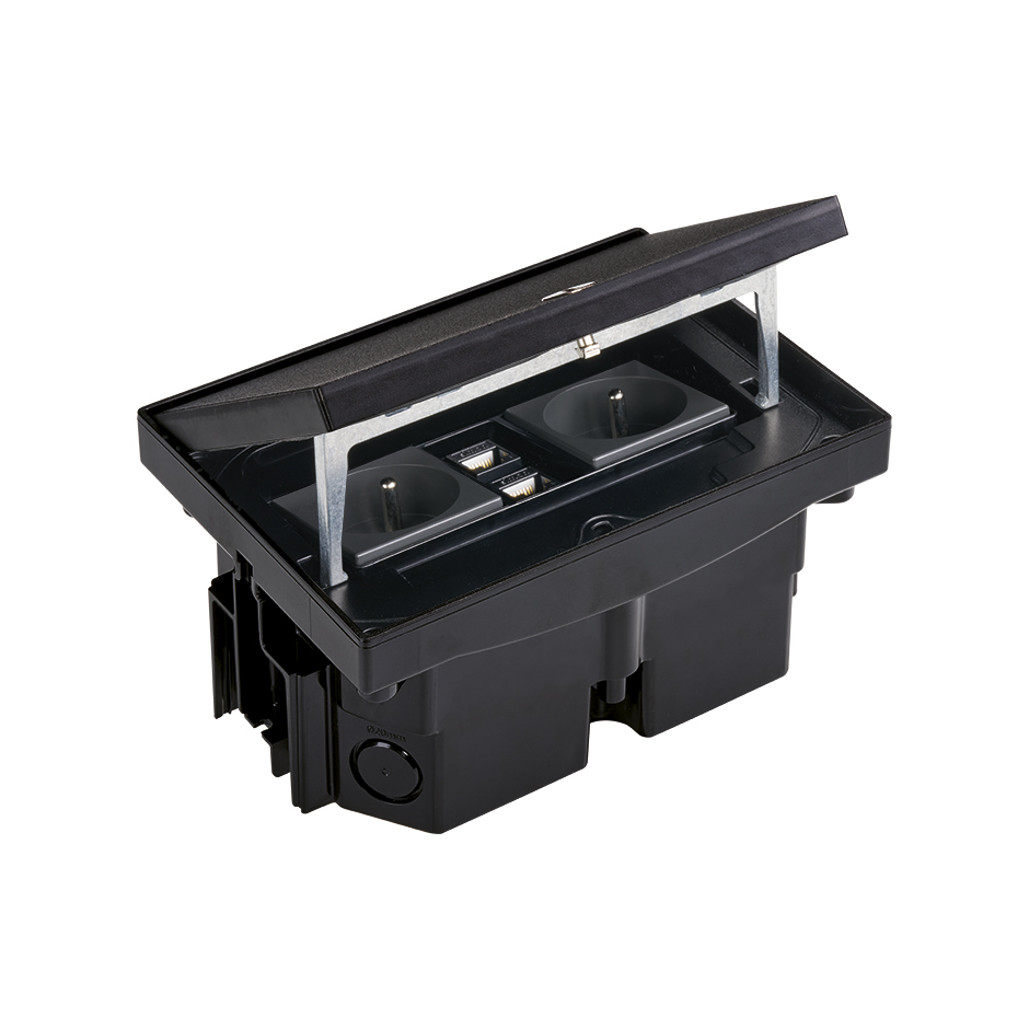 IP66 Porta-mecanismos e quadro manual com 2 tomadas francesa e 2 RJ45 6 ...