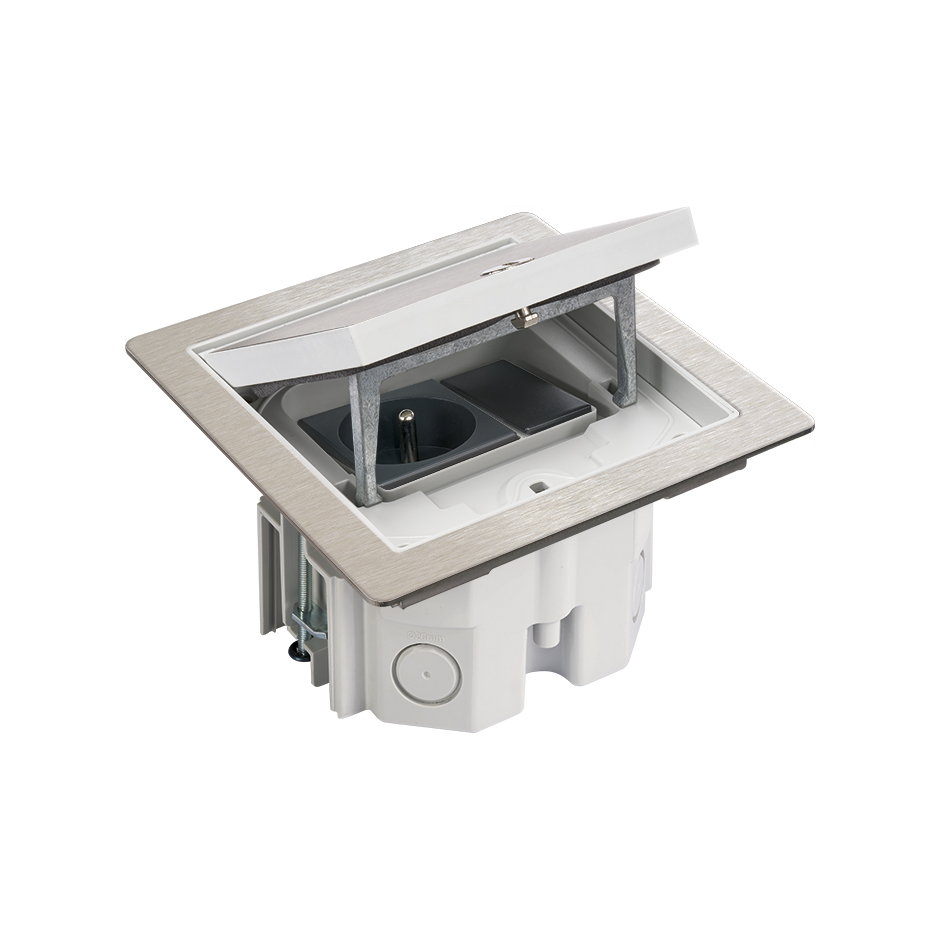 IP66 watertight raised floor box kit with 1 french socket outlet + 1 ...