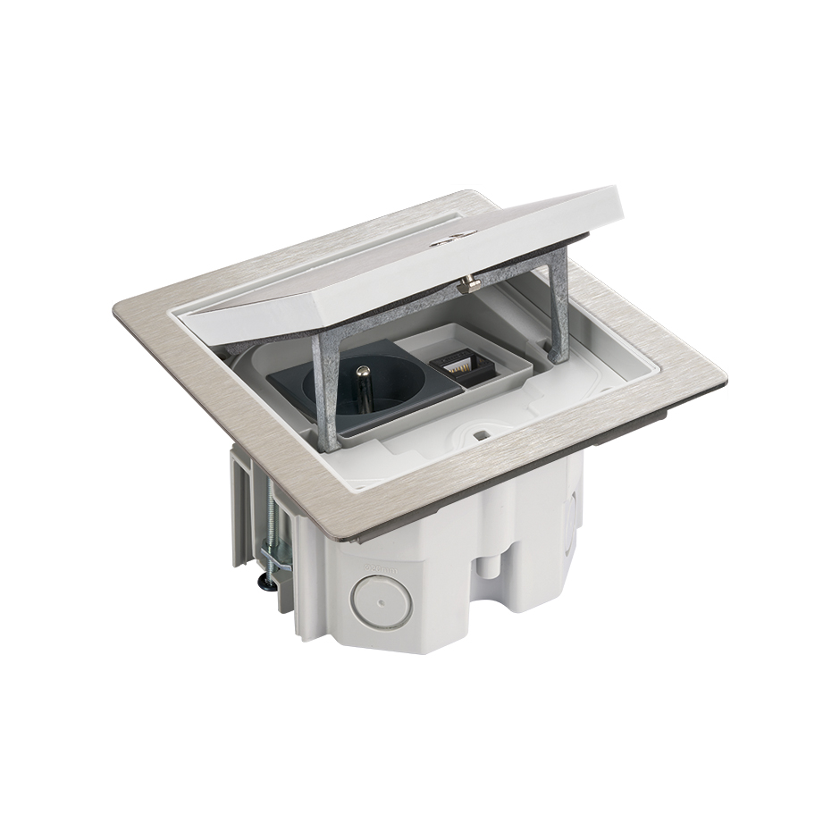 IP66 watertight raised floor box kit with 1 french socket outlet + 1 ...