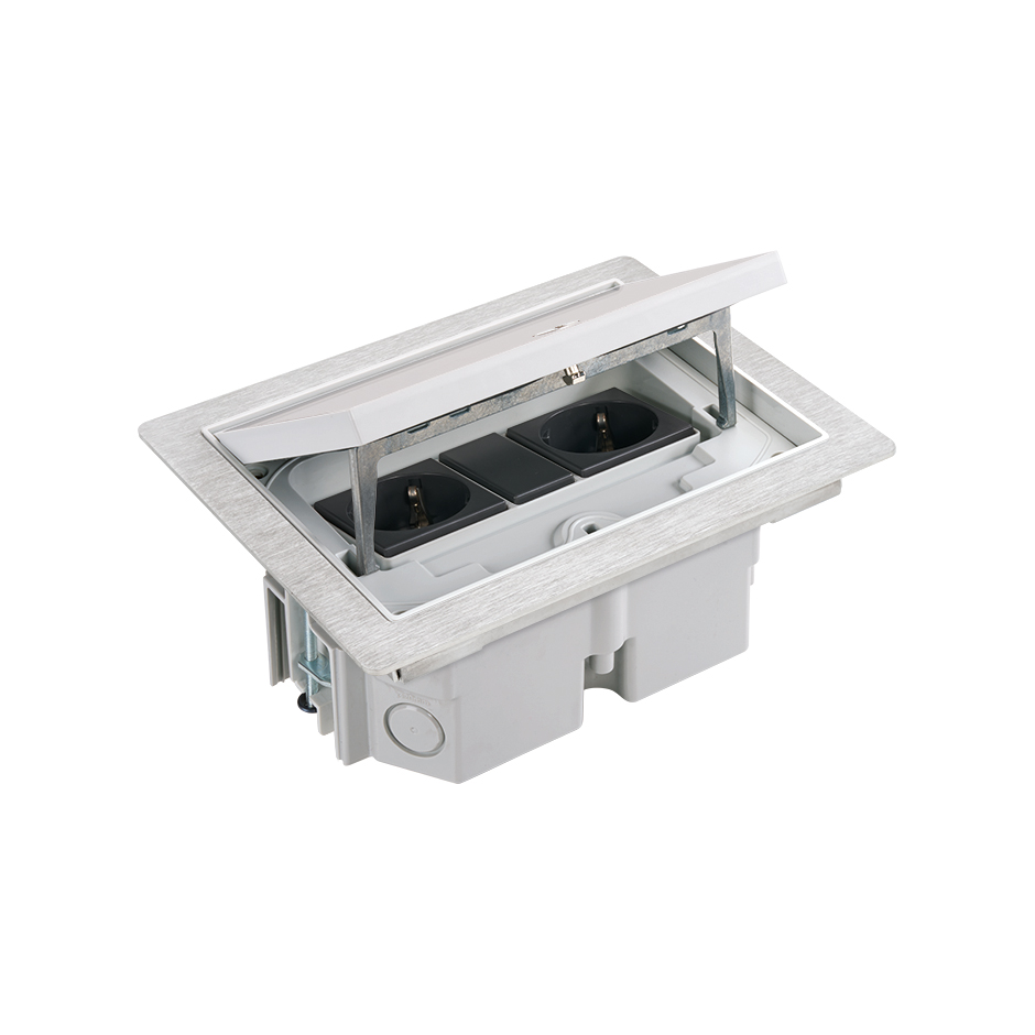 IP66 watertight raised floor box kit with 2 schuko socket outlets + 1 ...